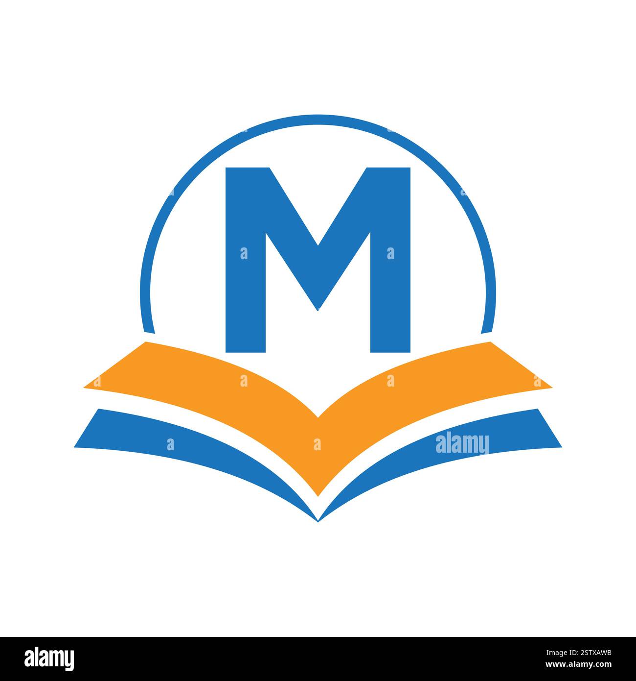 Education Logo On Letter M With Book Symbol For Academy and Graduation ...