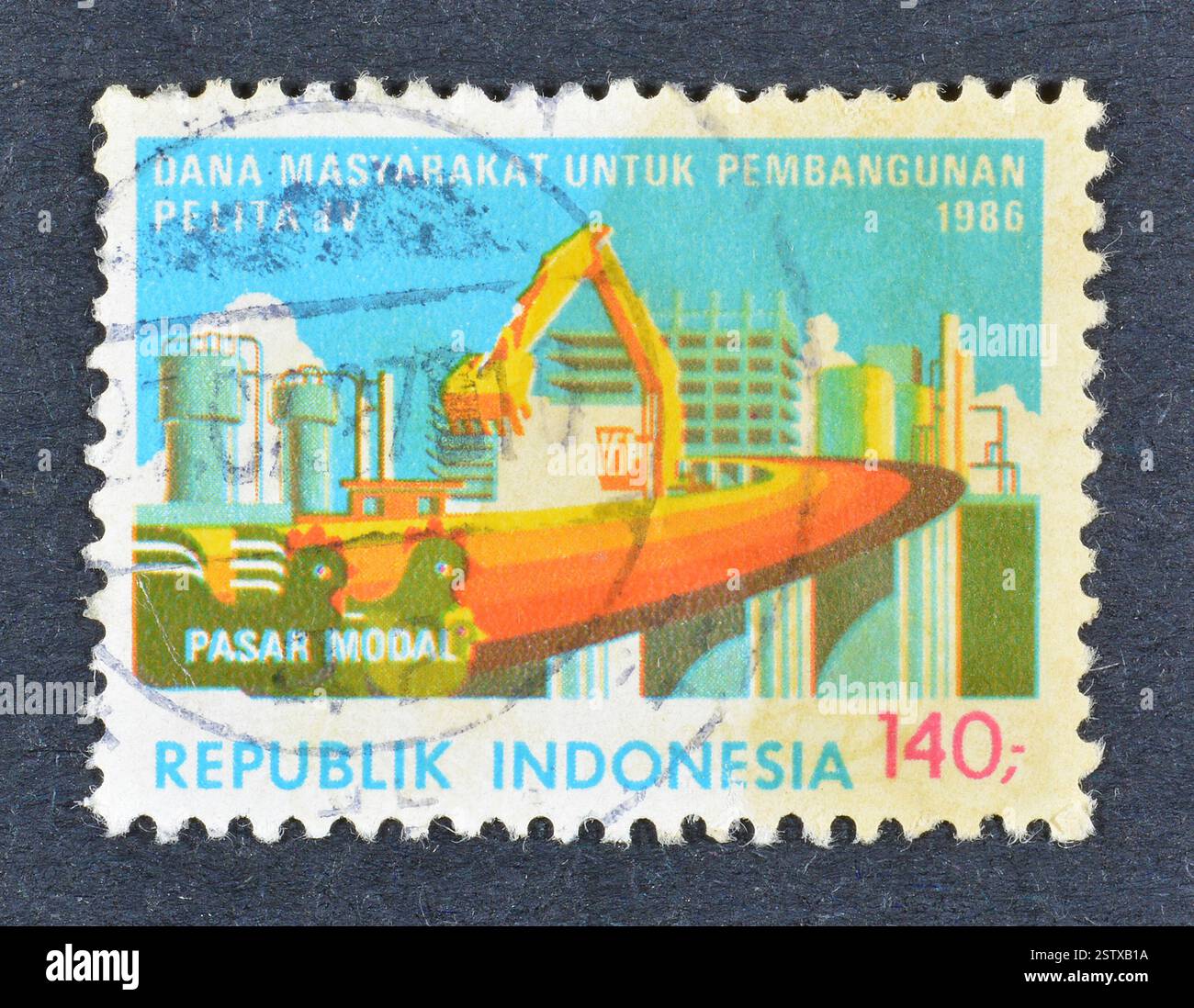Cancelled postage stamp printed by Indonesia, that promotes Five Year ...