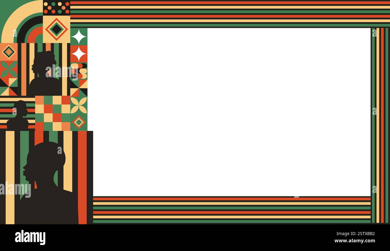Stylish Black History Month silhouette border with African-inspired ...