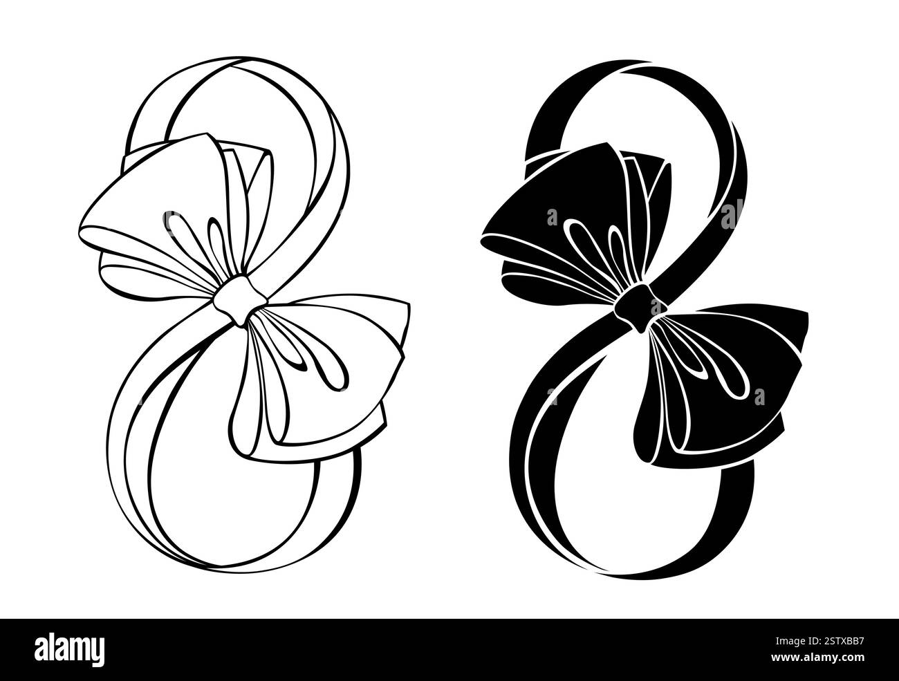 Artistically drawn, outline number eight, symbol of the holiday March 8 ...