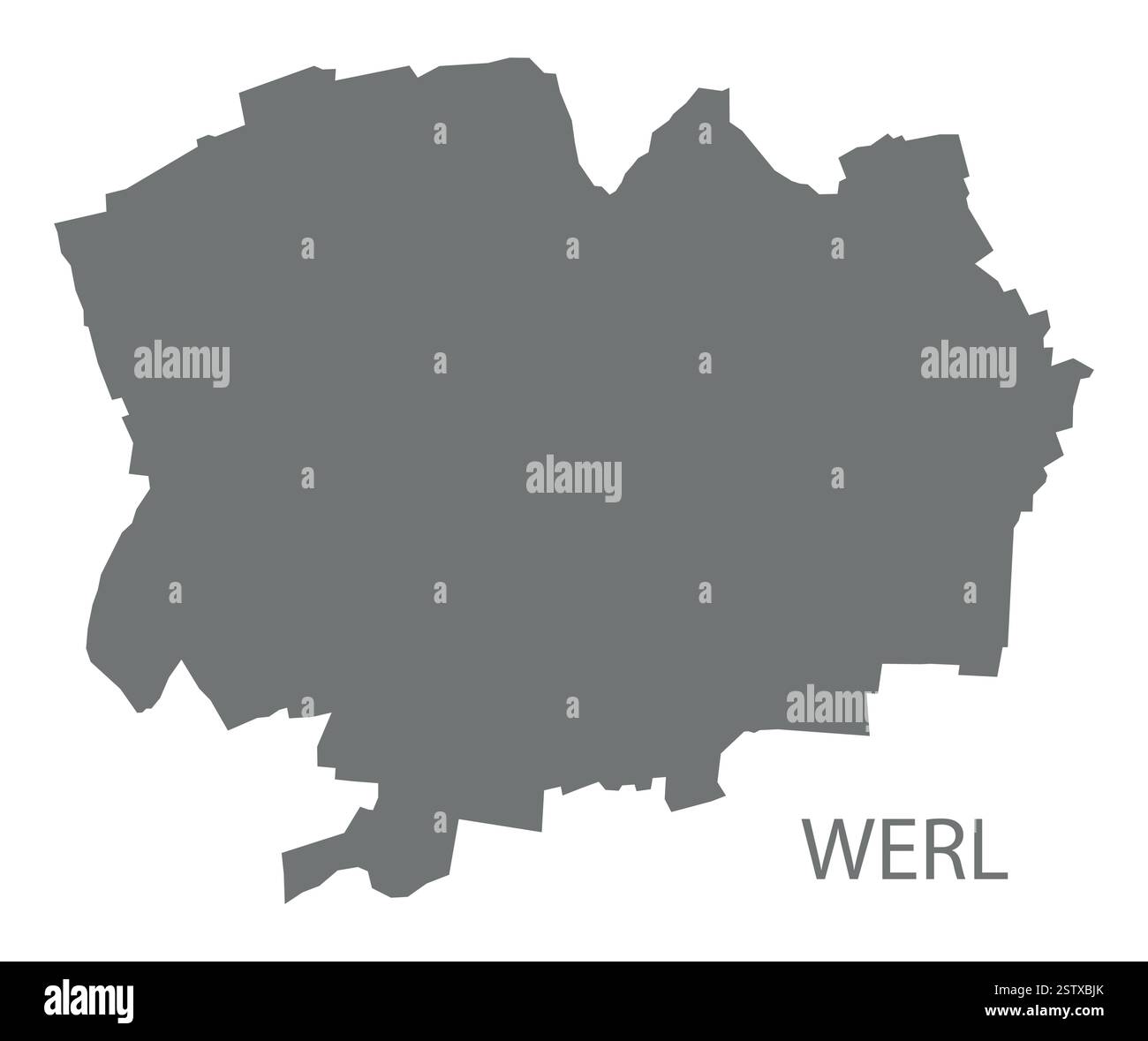 Werl city map with boroughs grey illustration silhouette shape Stock ...