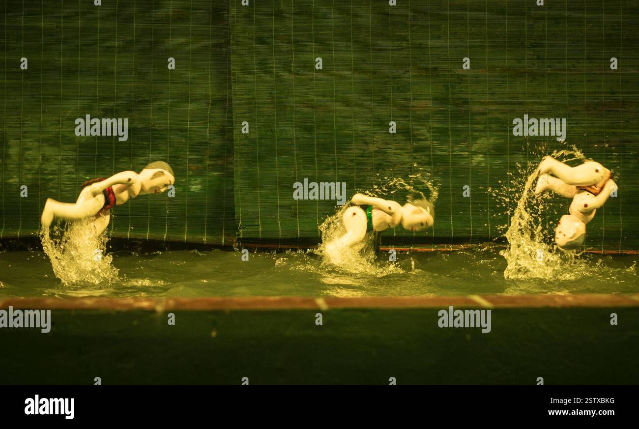 Puppets in action at the Thang Long Water Puppet show, Hanoi, Vietnam ...