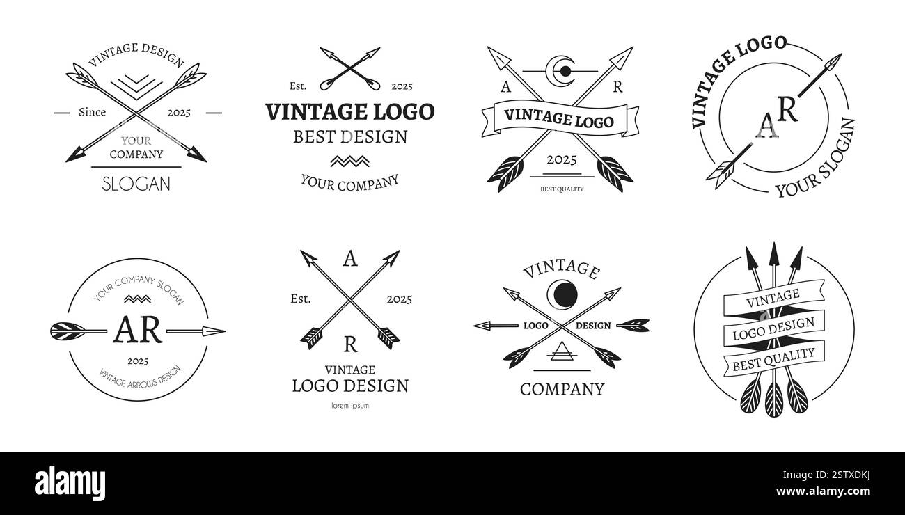 Hipster arrows labels. Monochrome emblems templates, vintage stickers ...