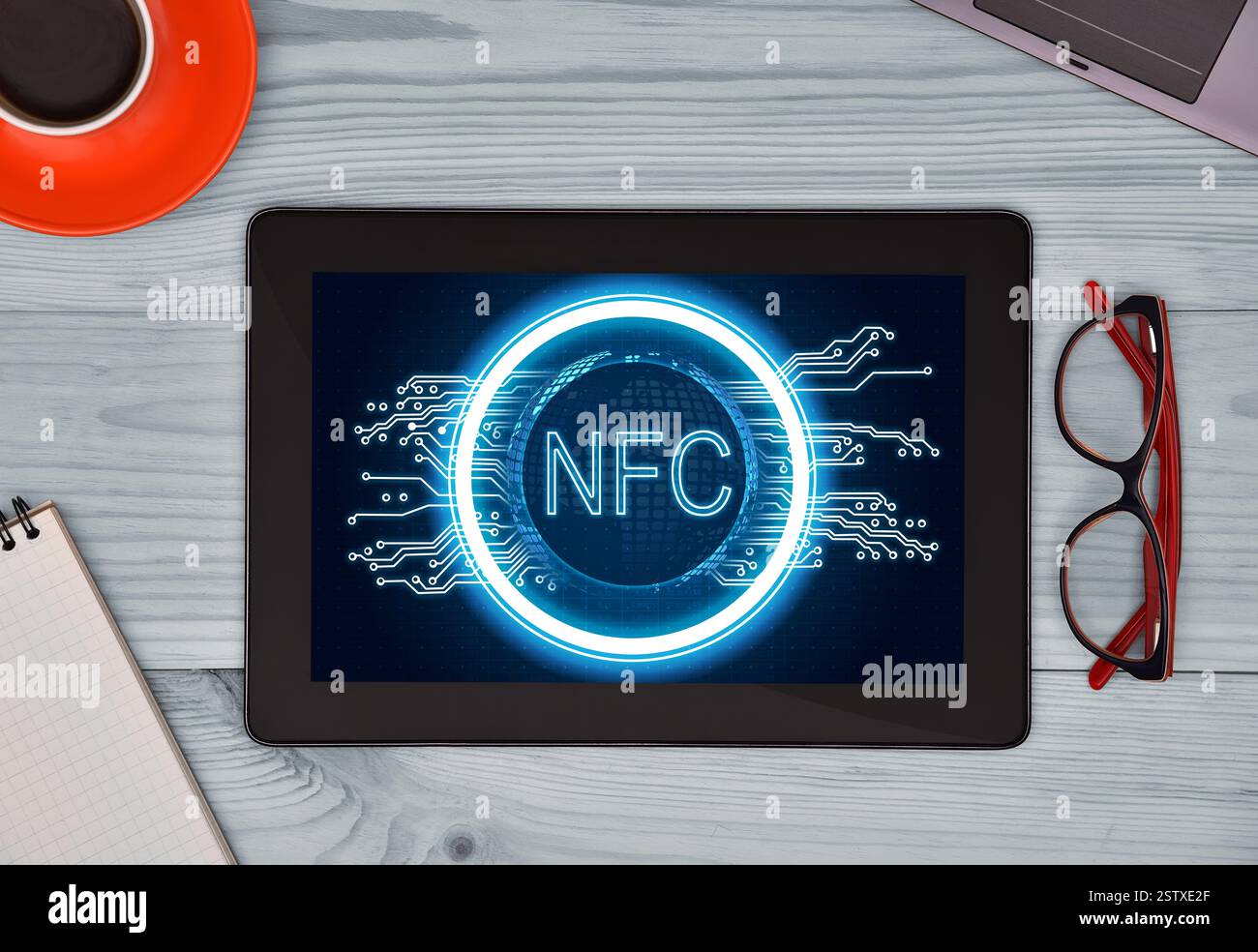 Digital tablet computer with near field communication hologram on ...