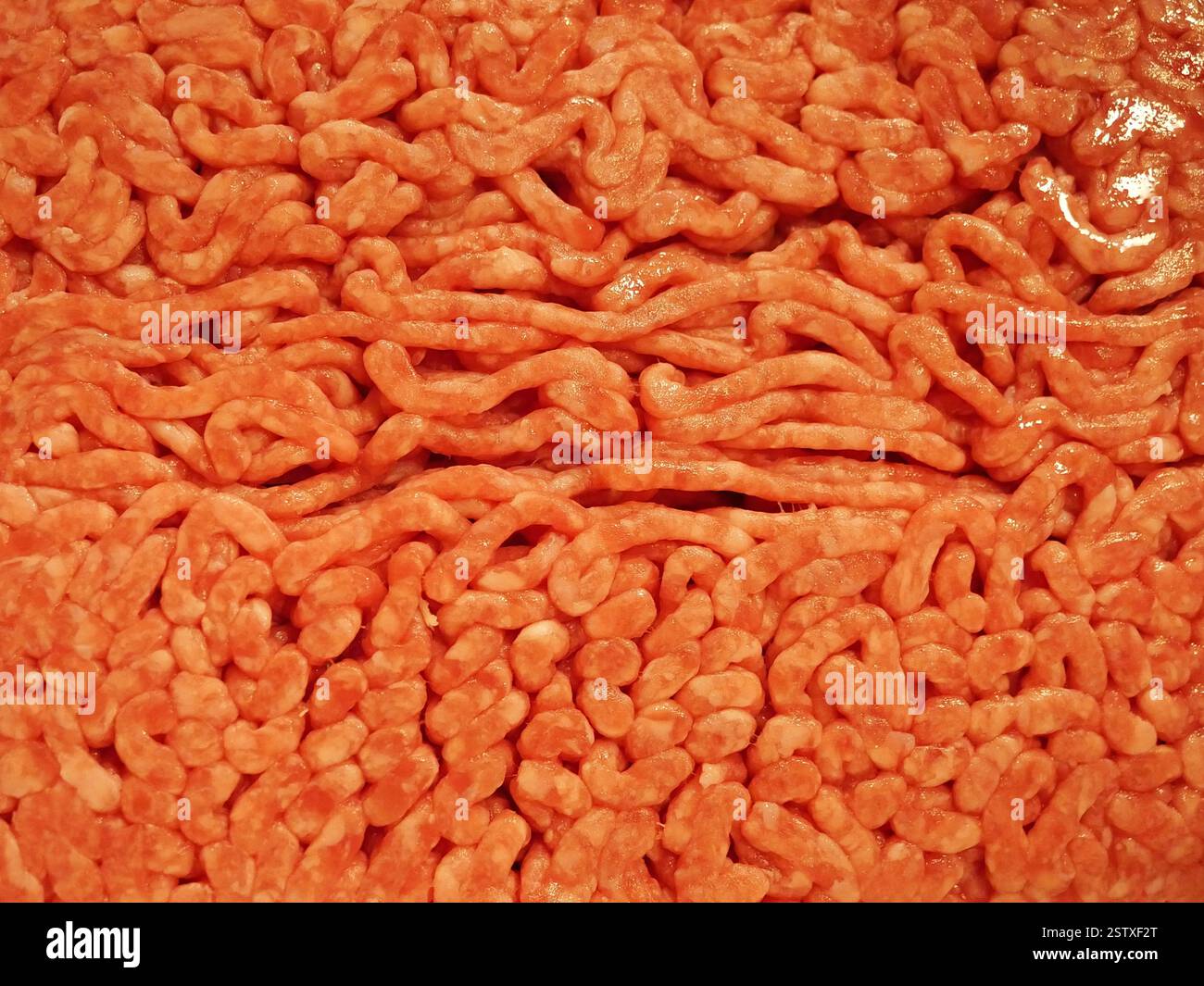 fresh minced meat in close-up. The intense texture and color nuances ...