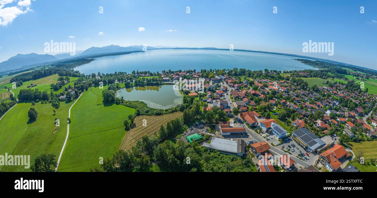 Summer in the Chiemgau Alpine foothills around the resort of Chieming ...