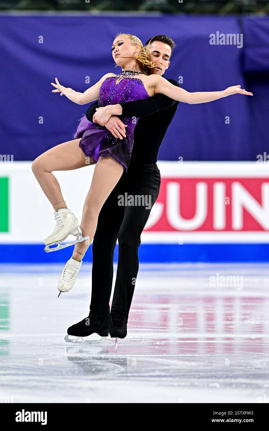 Audrey SHIN & Balazs NAGY (USA), during Pairs Short Program, at the ISU ...