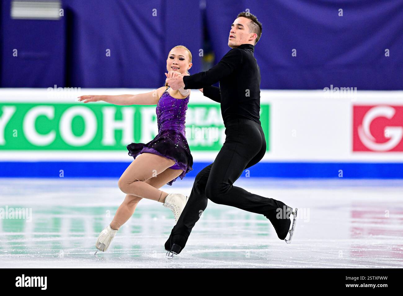 Audrey SHIN & Balazs NAGY (USA), during Pairs Short Program, at the ISU ...
