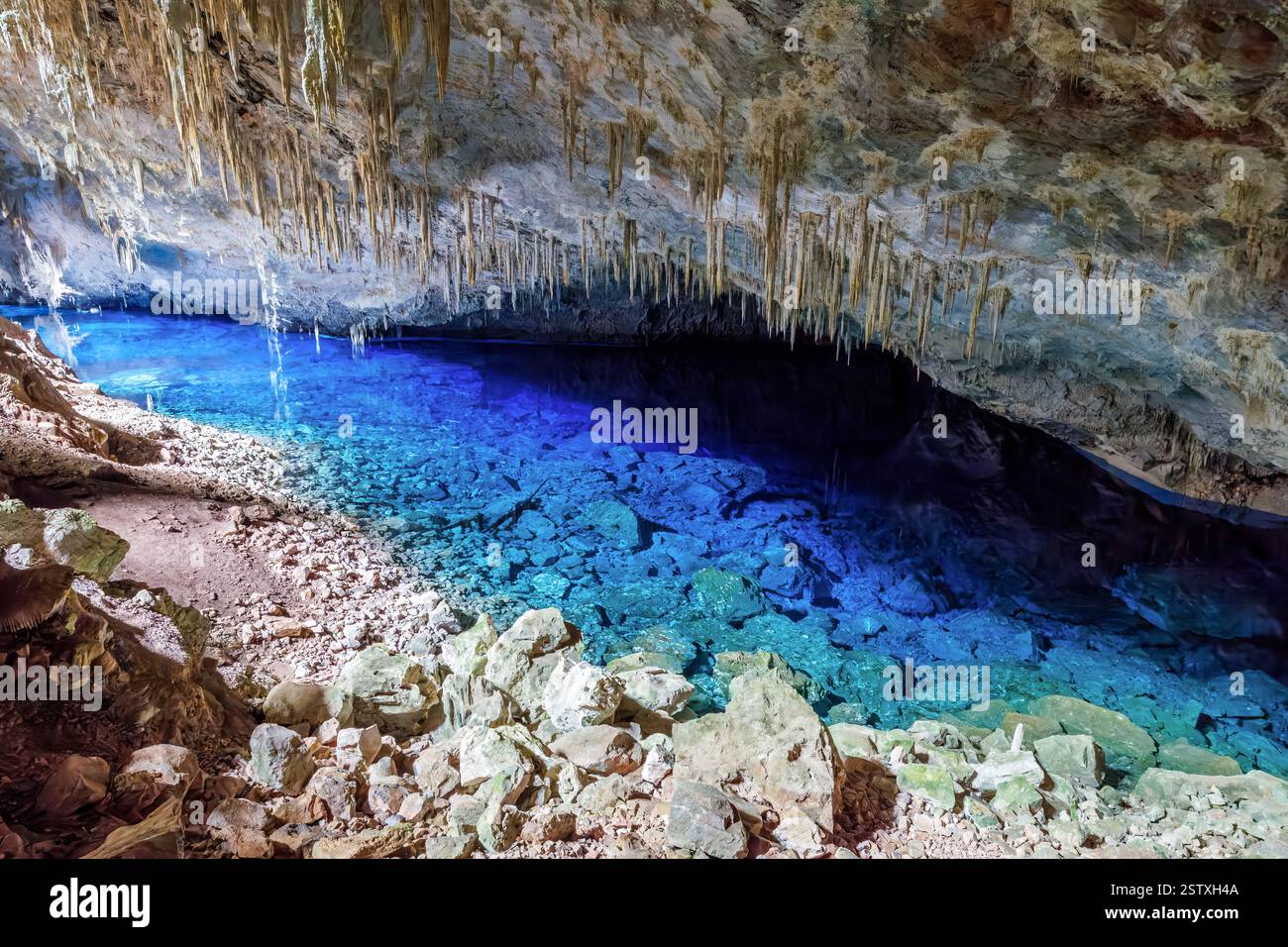 Stalactite, Gruta do Lago Azul, Blue Lake cave, Bonito, Mato Grosso do ...