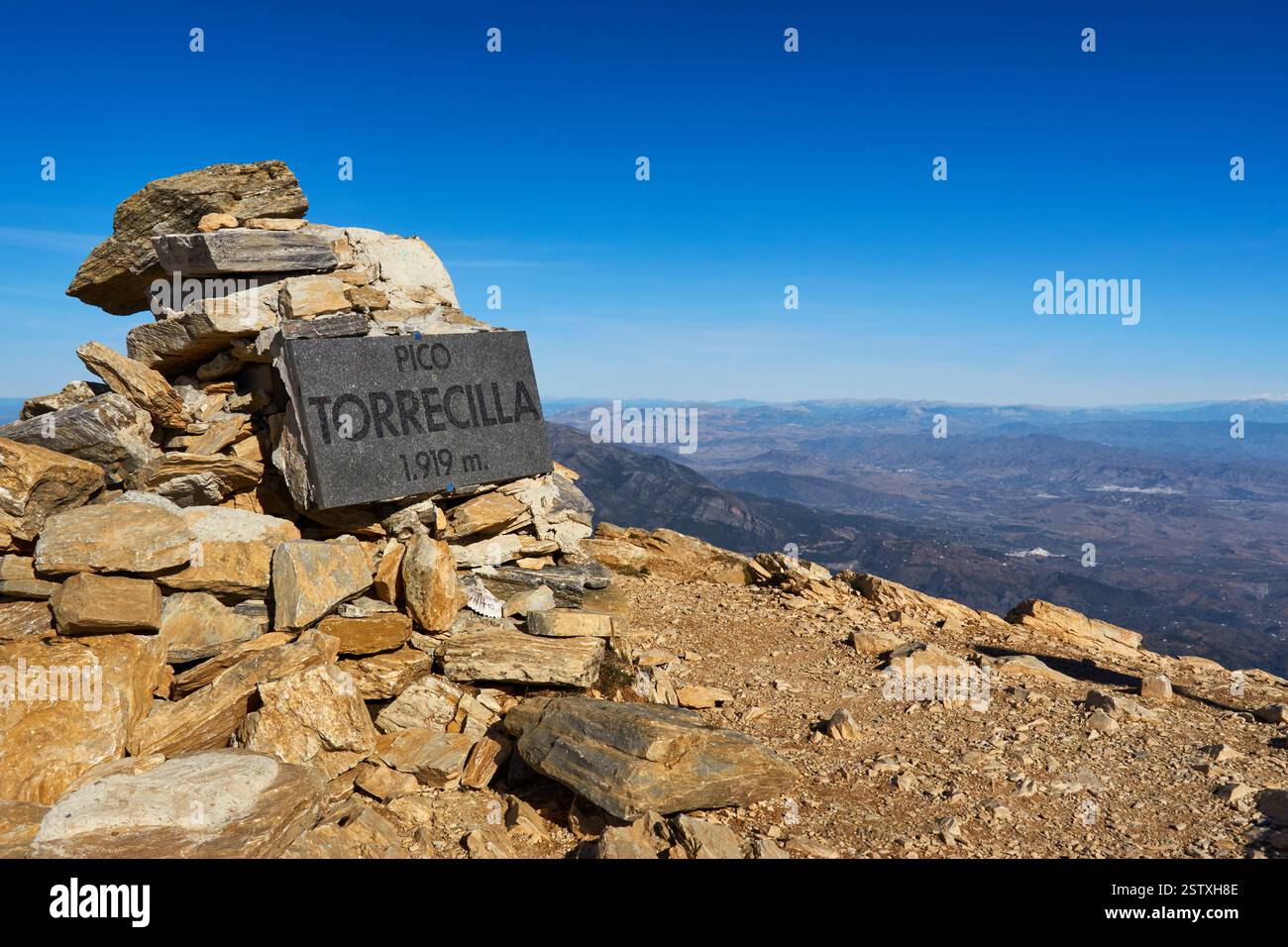 Pico Torrecilla signpost at 1,919 meters above sea level. One of the ...