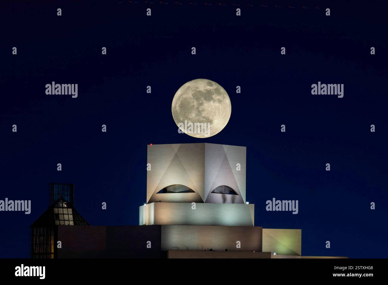 Museum of Islamic Art Doha with Super Moon in Qatar Stock Photo - Alamy