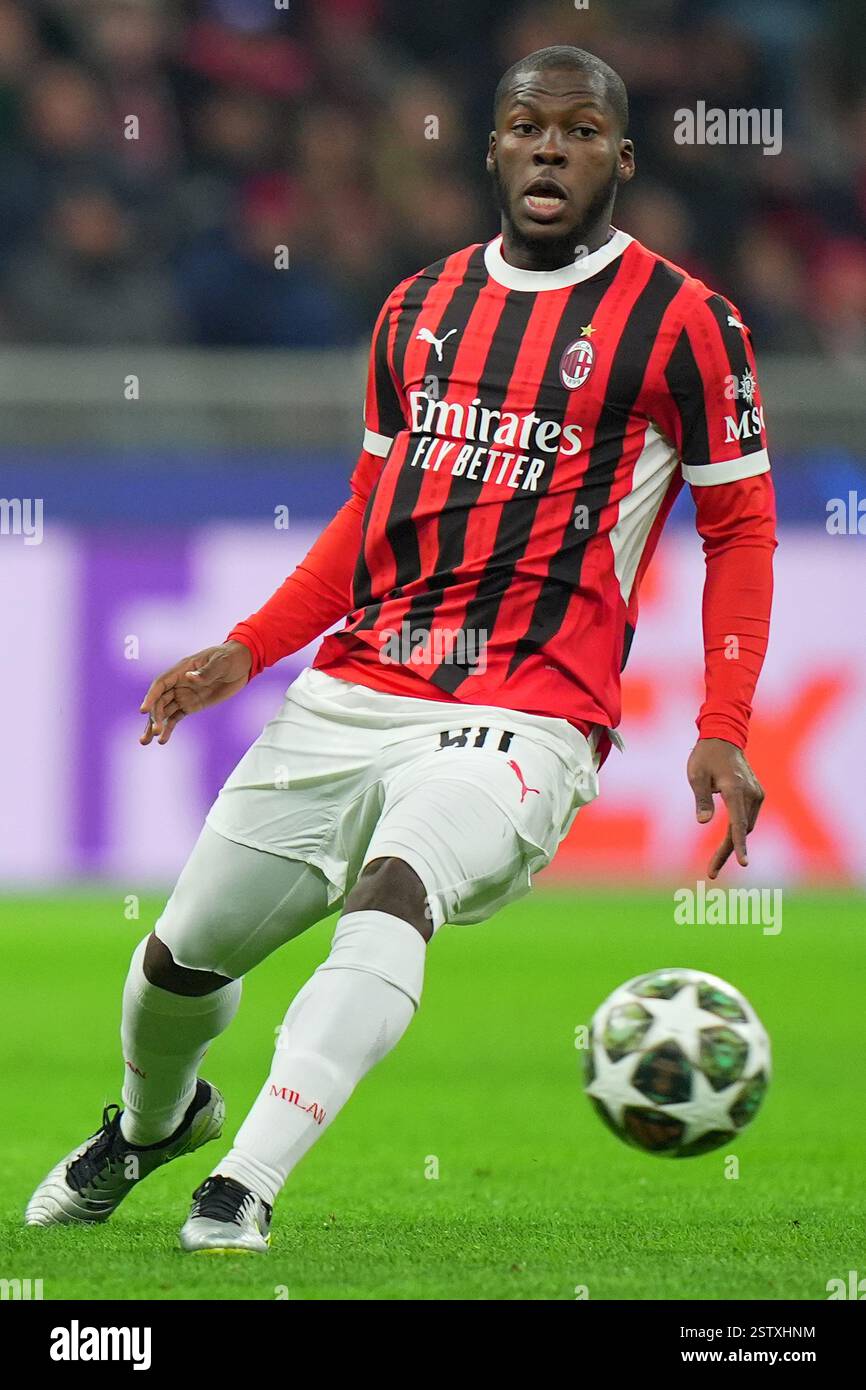 Milano, Italia. 20th Feb, 2025. AC Milan's Yunus Musah during the Uefa Champions League soccer ...