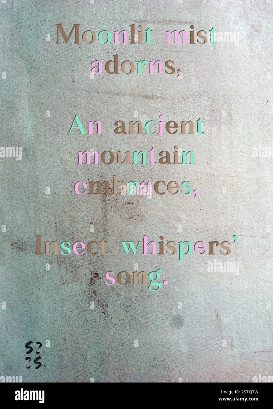 Moonlit mist adorns, An ancient mountain embraces, Insect whispers ...