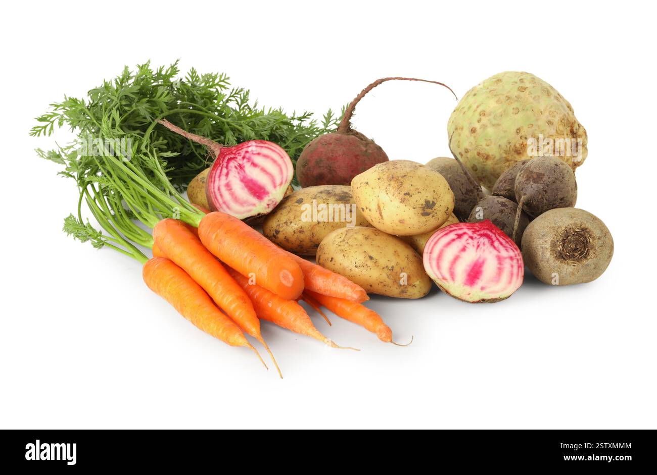Many different root vegetables isolated on white Stock Photo - Alamy