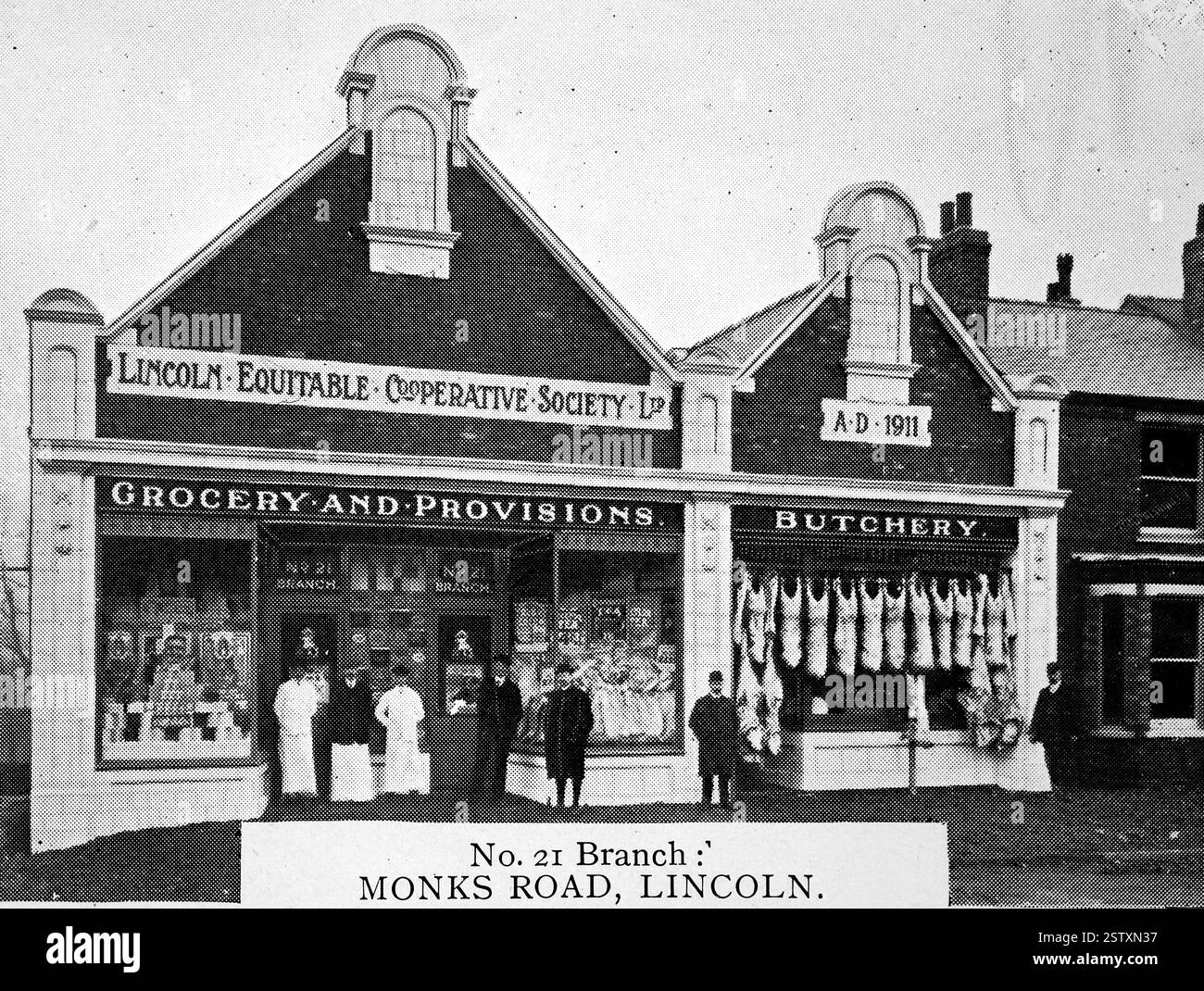 Shopfront and staff members of the No. 21 Branch, Monks Road, Lincoln ...