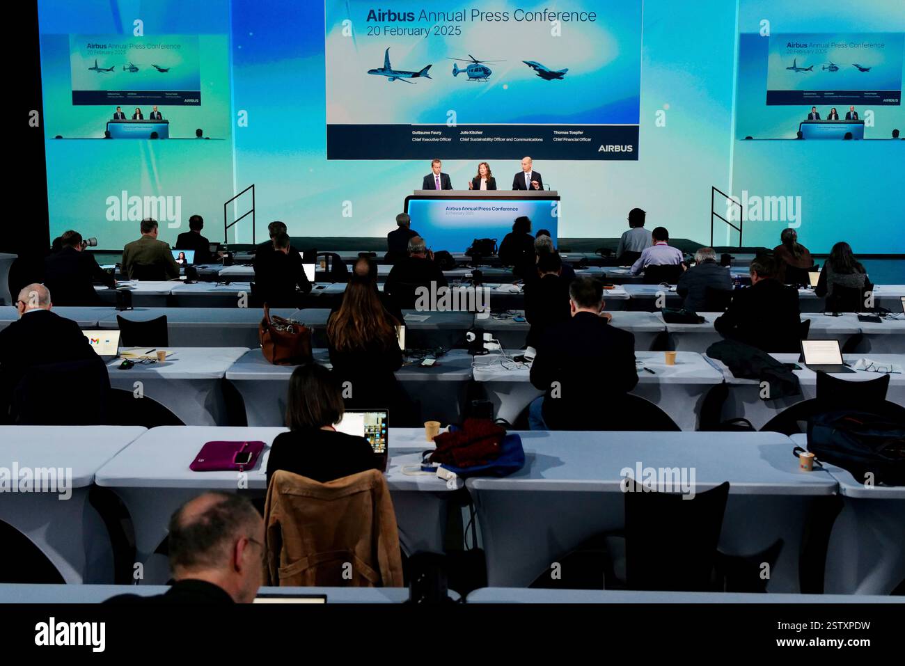 Airbus CEO Guillaume Faury, left, Chief Sustainability officer and ...