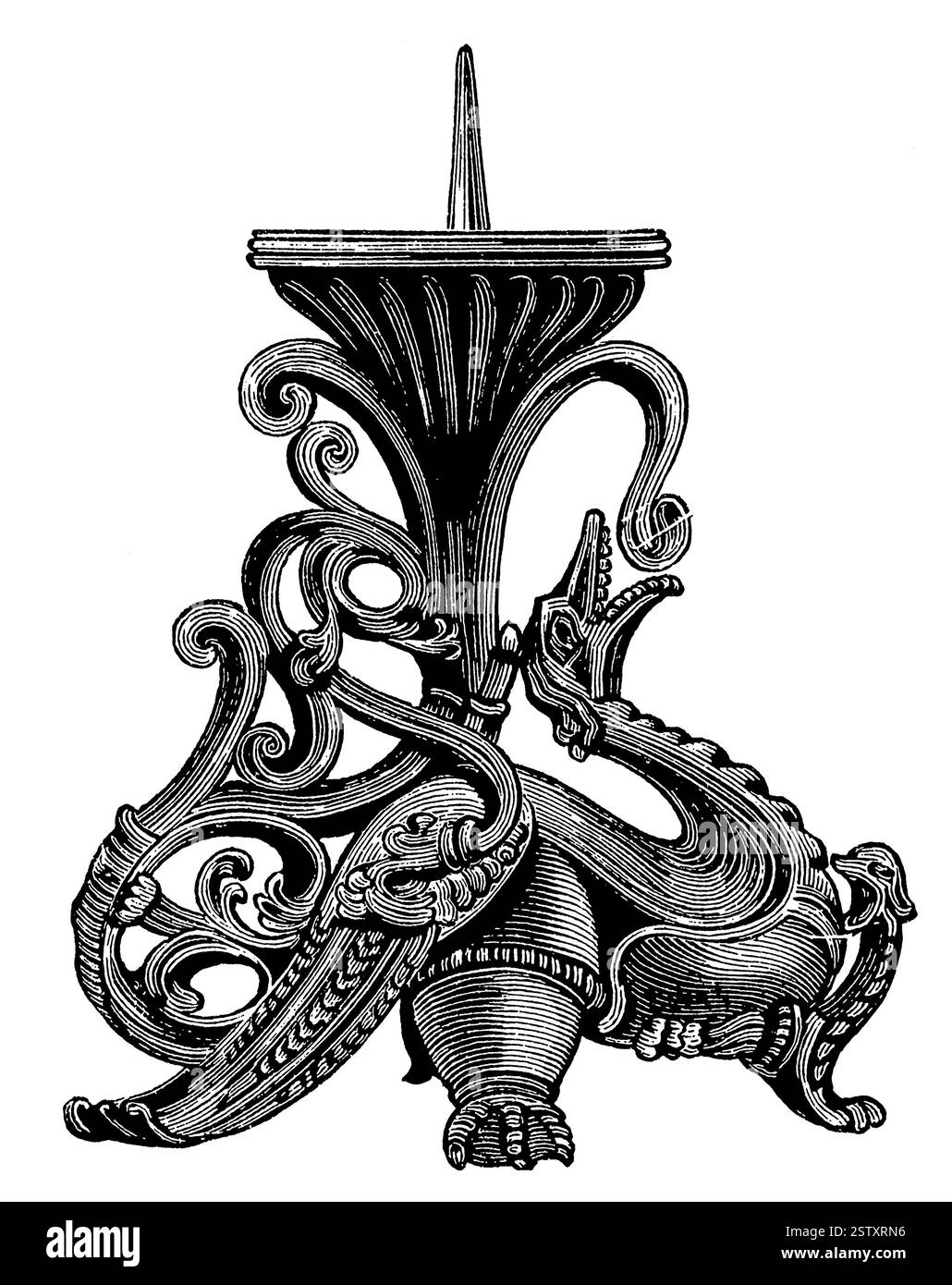 Ancient Bronze Art. Romanesque candlestick, 13th century Stock Photo ...