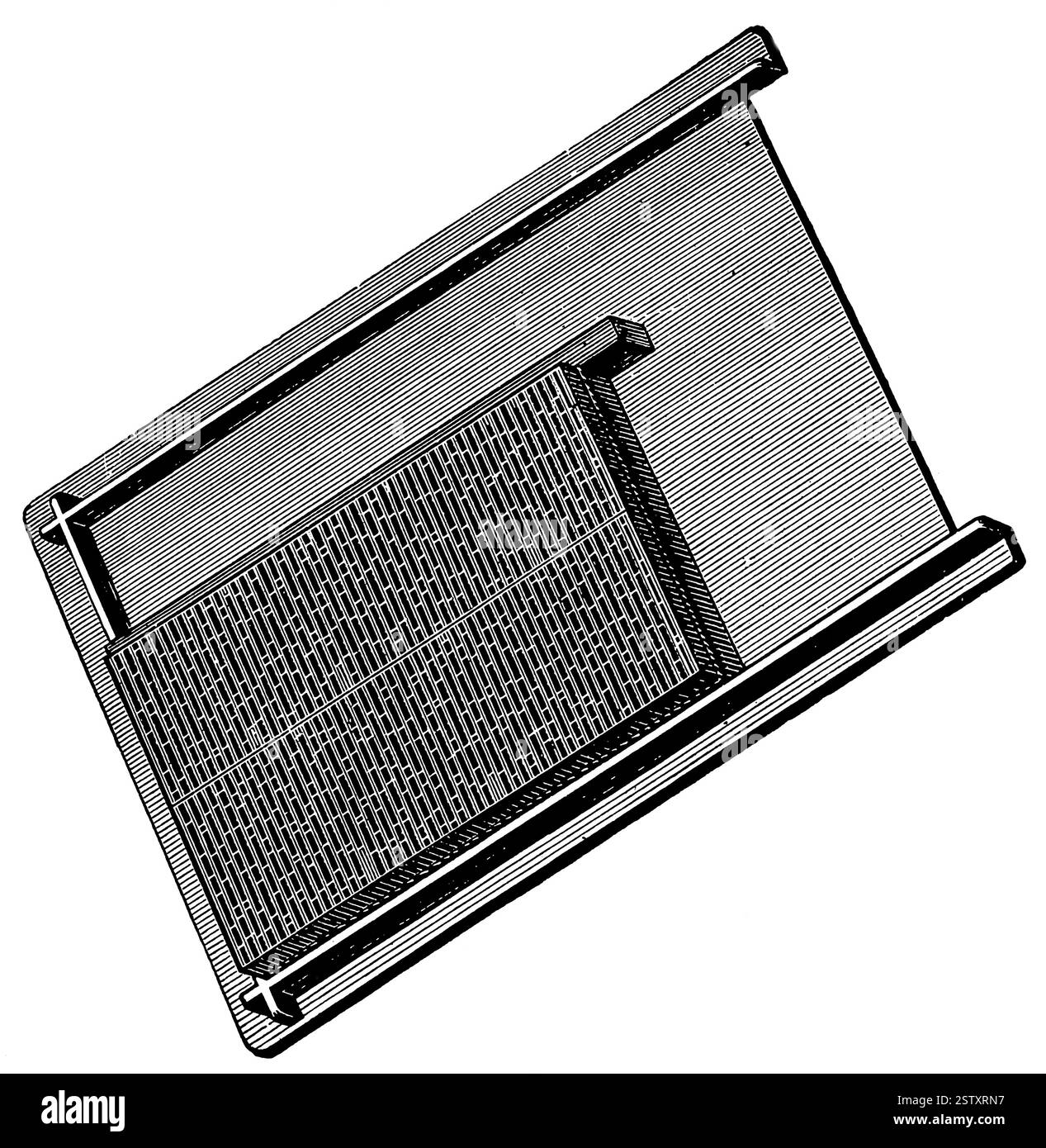 Composing stick. Publication of the book Meyers Konversations-Lexikon ...