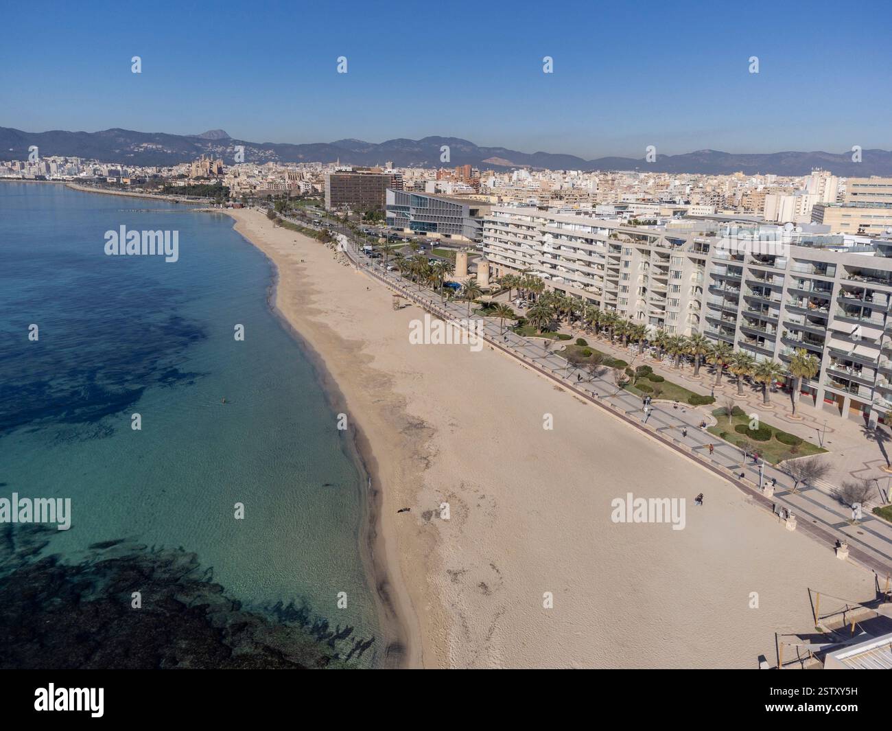apartment building on the seafront, Es Molinar, Palma, Mallorca, Spain ...