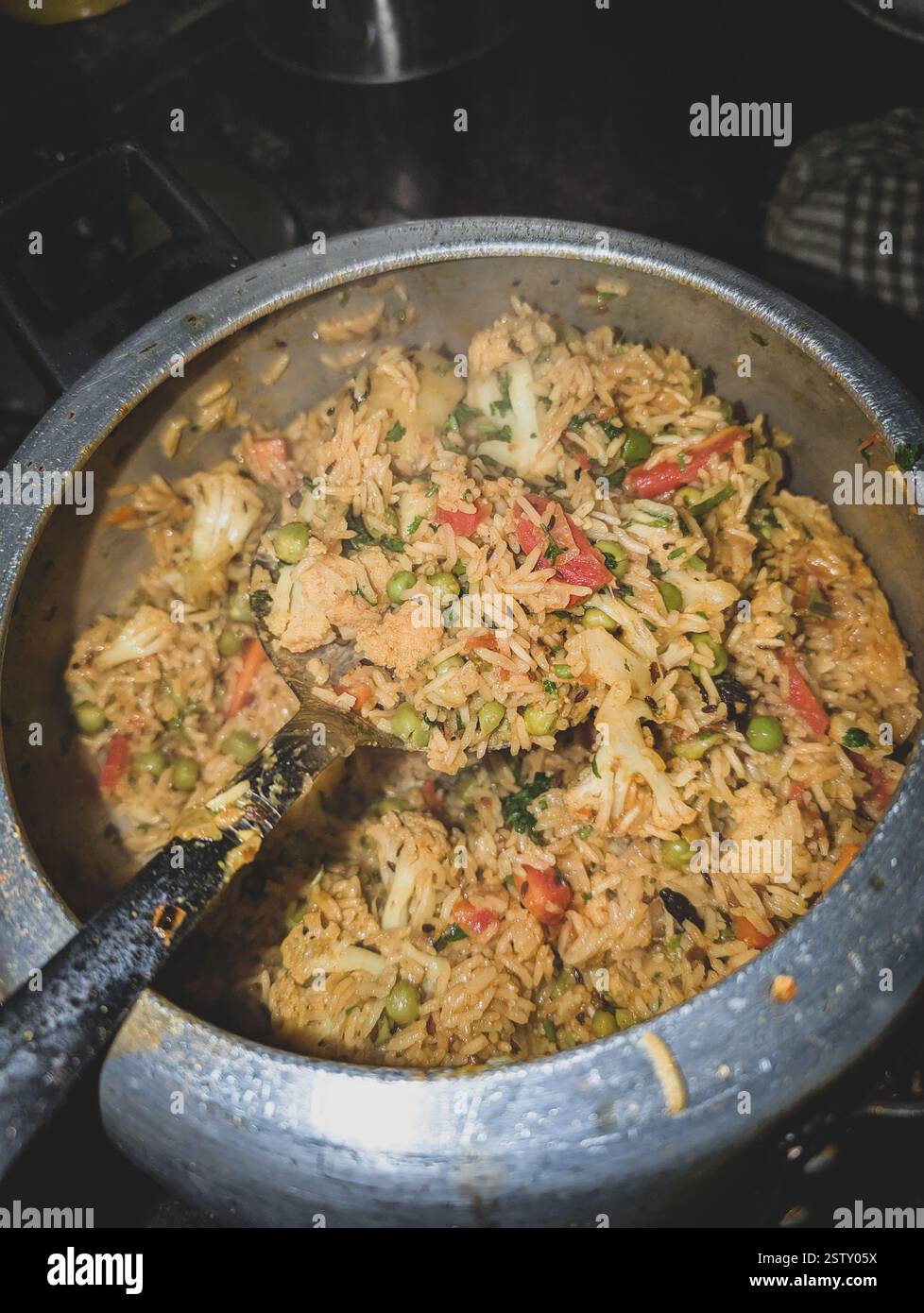Healthy homemade mix vegetable pulao (rice with veggies). A nutritious ...