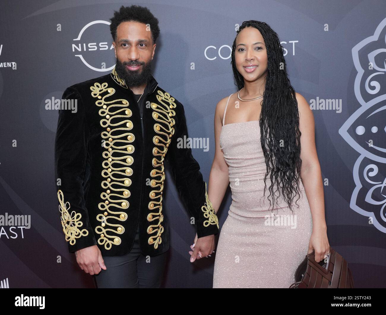 Los Angeles, USA. 19th Feb, 2025. (L-R) Johnathan Johnson, Nesha ...