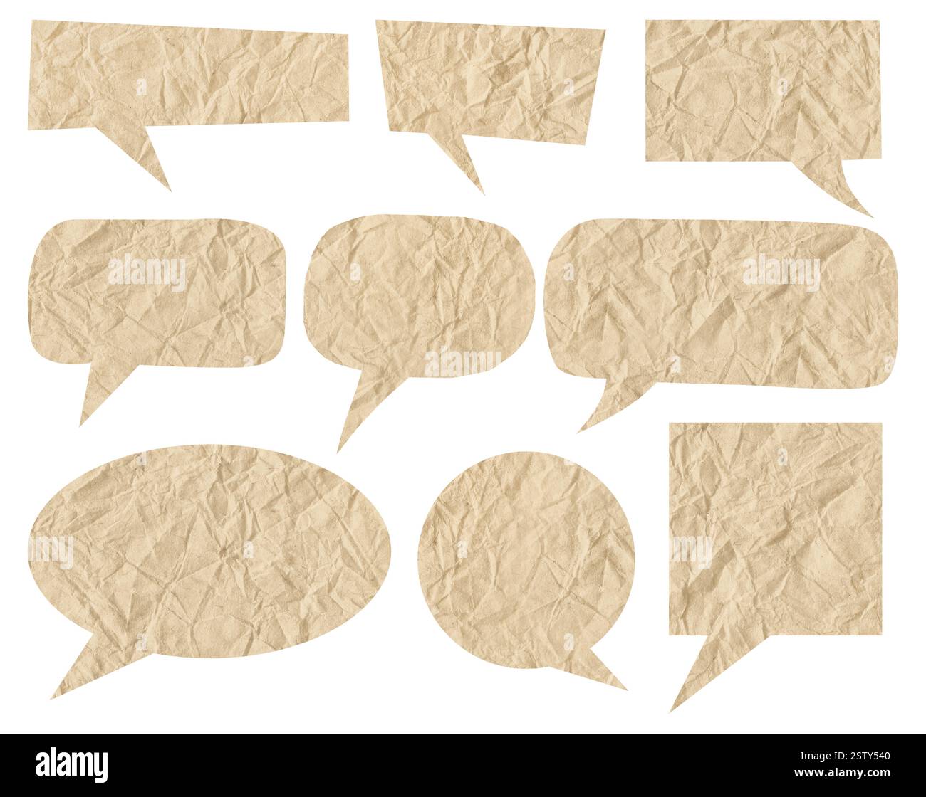 craft paper speech bubble set isolated mockup design element Stock ...