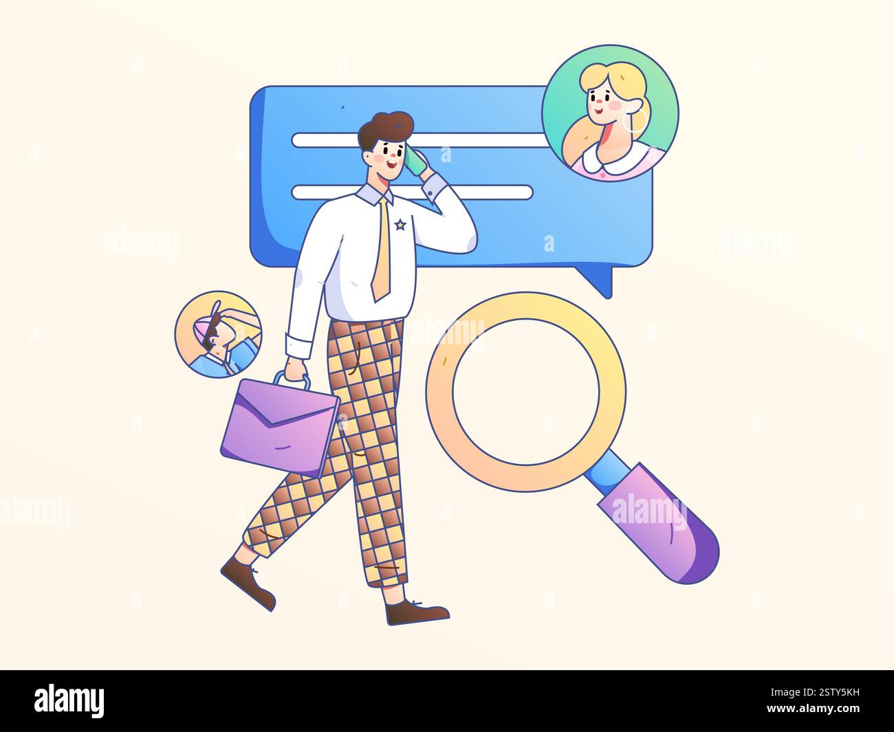 Personnel doing job interview flat vector concept operation hand drawn ...