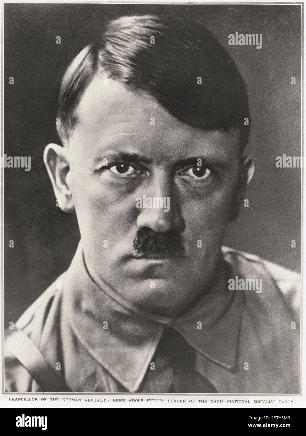 Portrait of Adolph Hitler (1889-1945) German dictator circa 1930 - Historical document ...