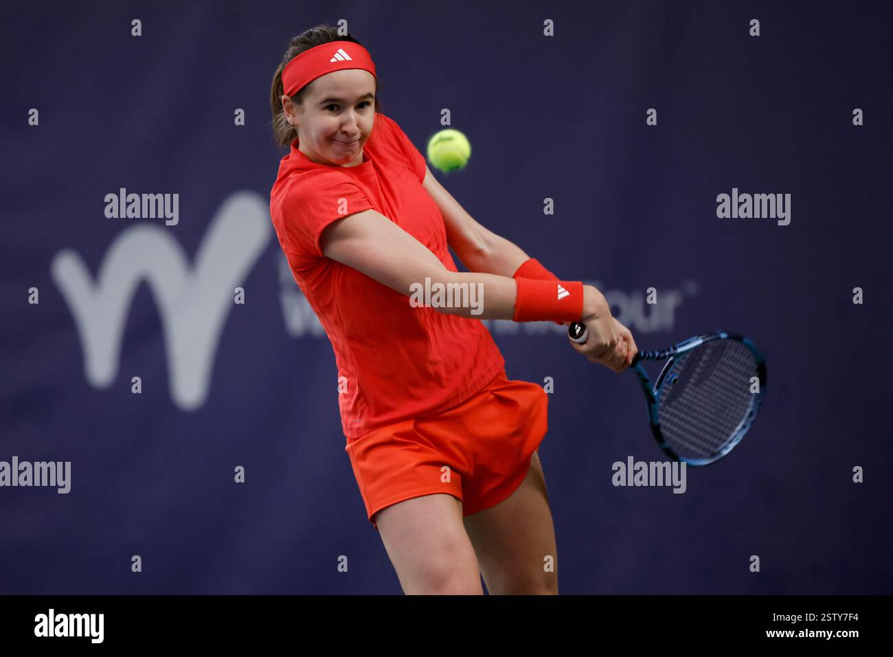 Czech tennis player Nikola Bartunkova in action during the ITF W75 ...