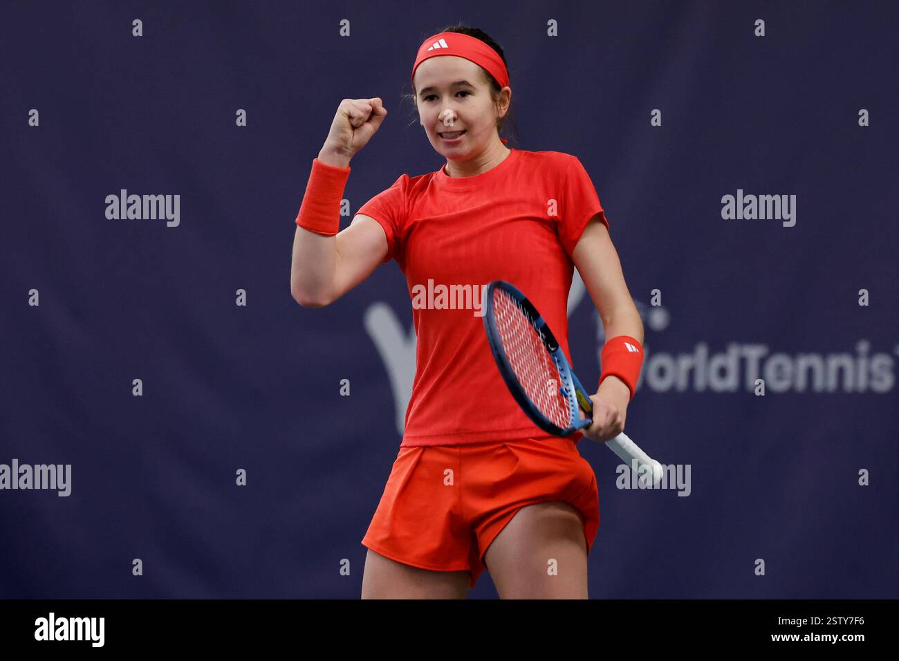 Czech tennis player Nikola Bartunkova in action during the ITF W75 ...