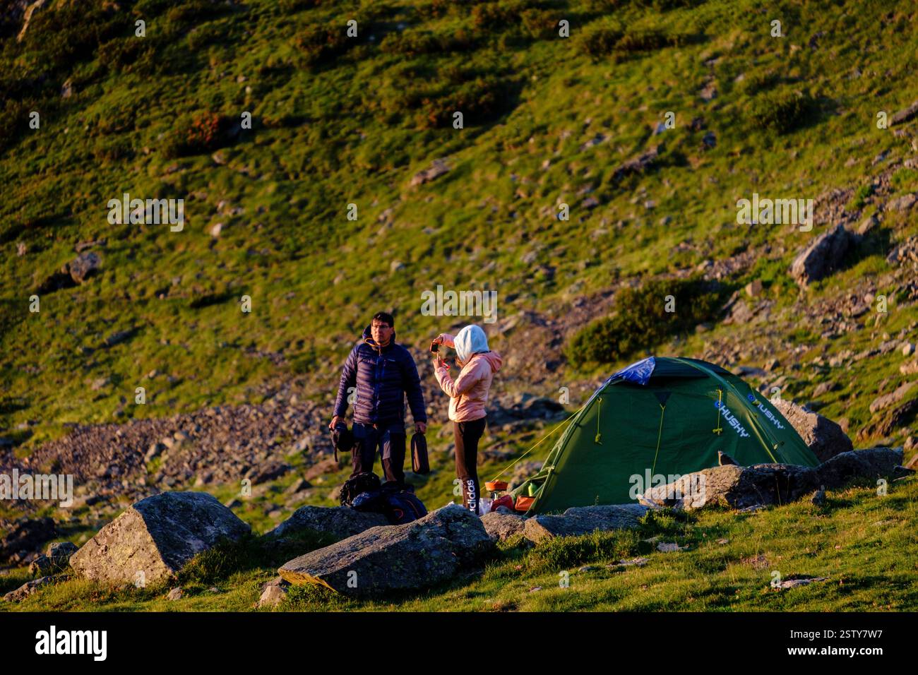 Tent camp next to Gentau lake Stock Photo - Alamy