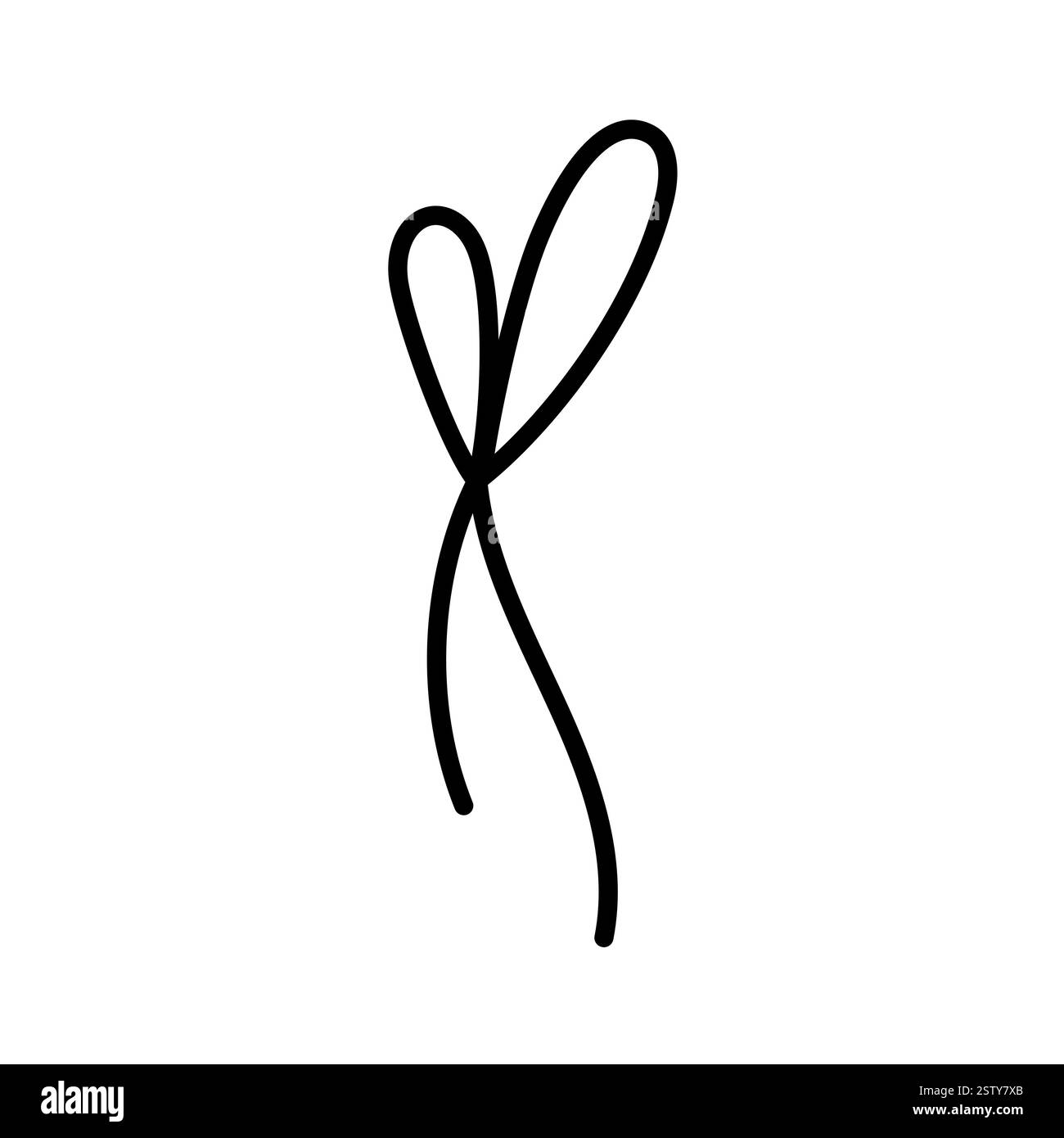 Hand drawn tied bow icon. Waving Tied ribbon in doodle style. Isolated ...