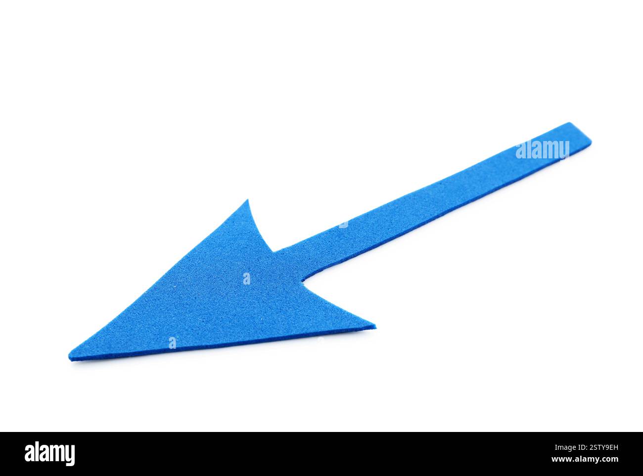 One blue foam paper arrow isolated on white Stock Photo - Alamy