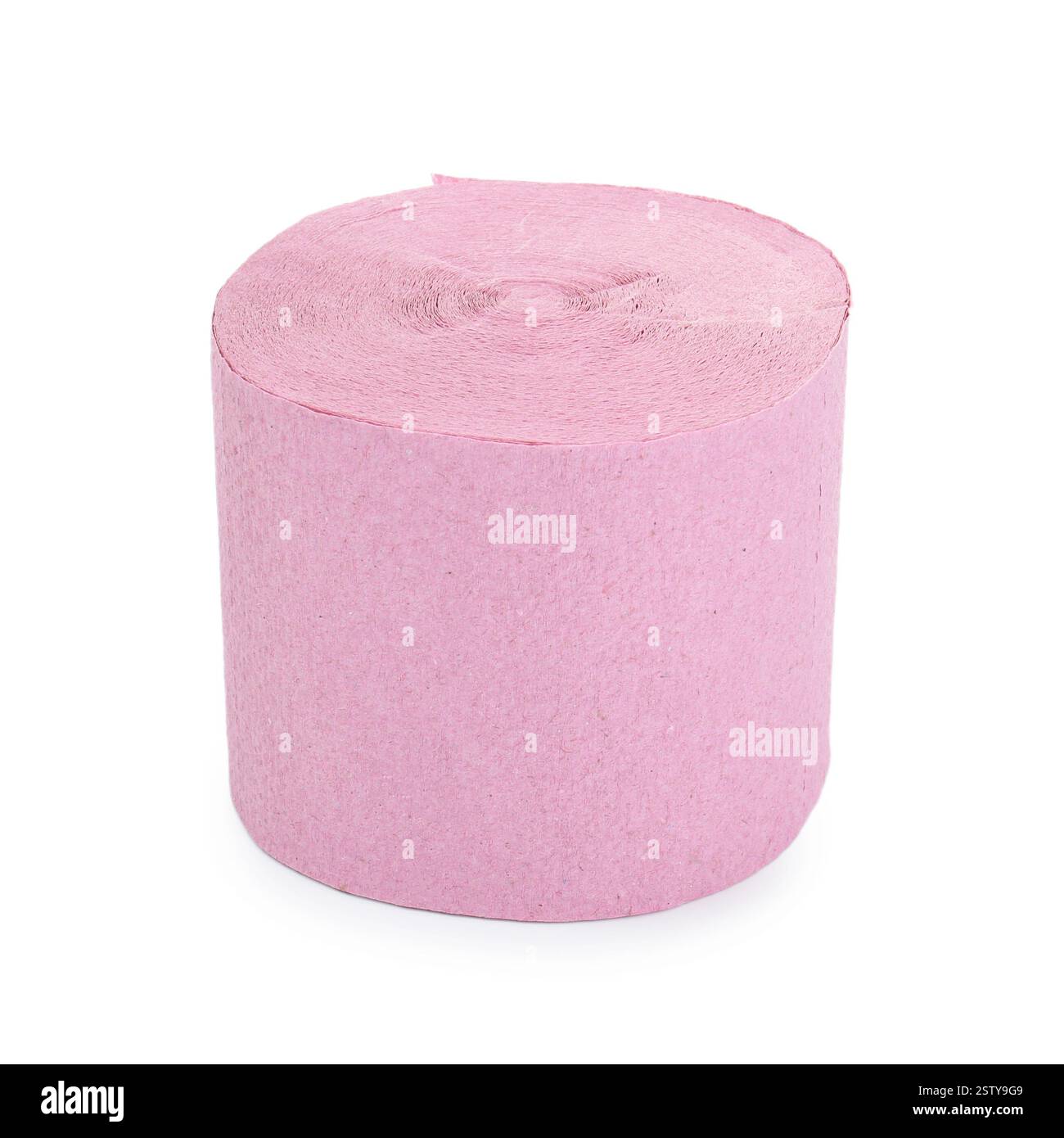 One pink toilet paper roll isolated on white Stock Photo - Alamy