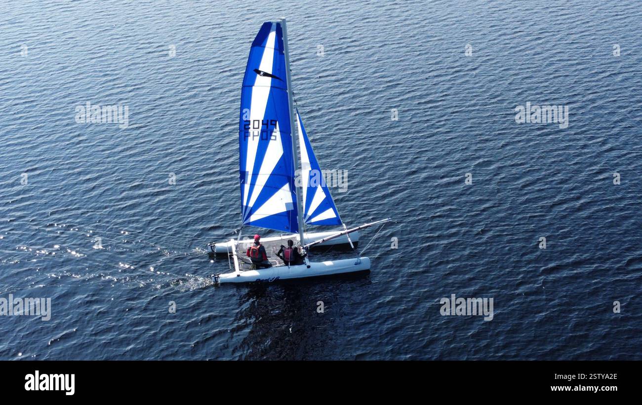Catamaran on Bala Lake, North Wales Stock Photo - Alamy