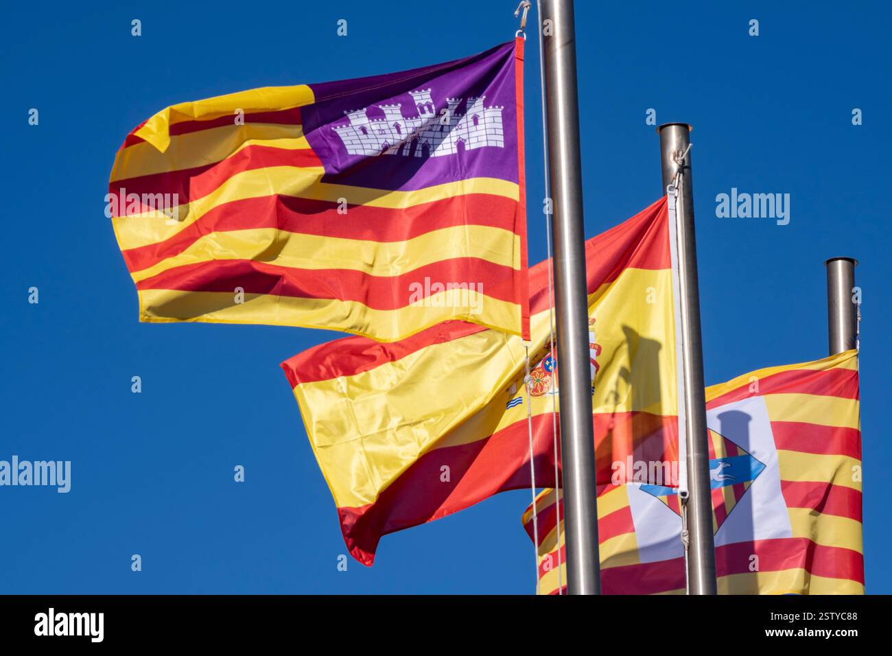 flags of the people, the community and the country, Inca, Mallorca ...