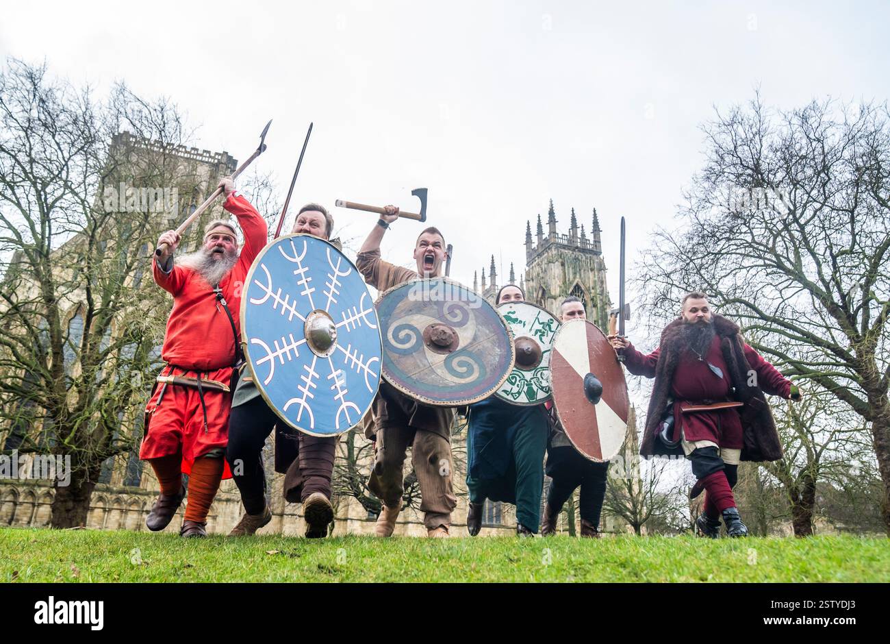 Viking re-enactors during a photocall near York Minster for the Jorvik ...