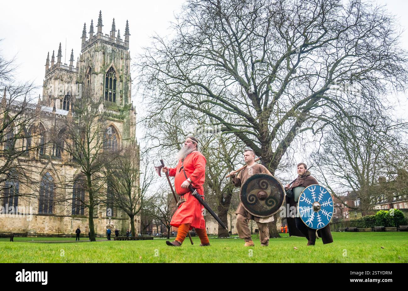 Viking re-enactors during a photocall near York Minster for the Jorvik ...