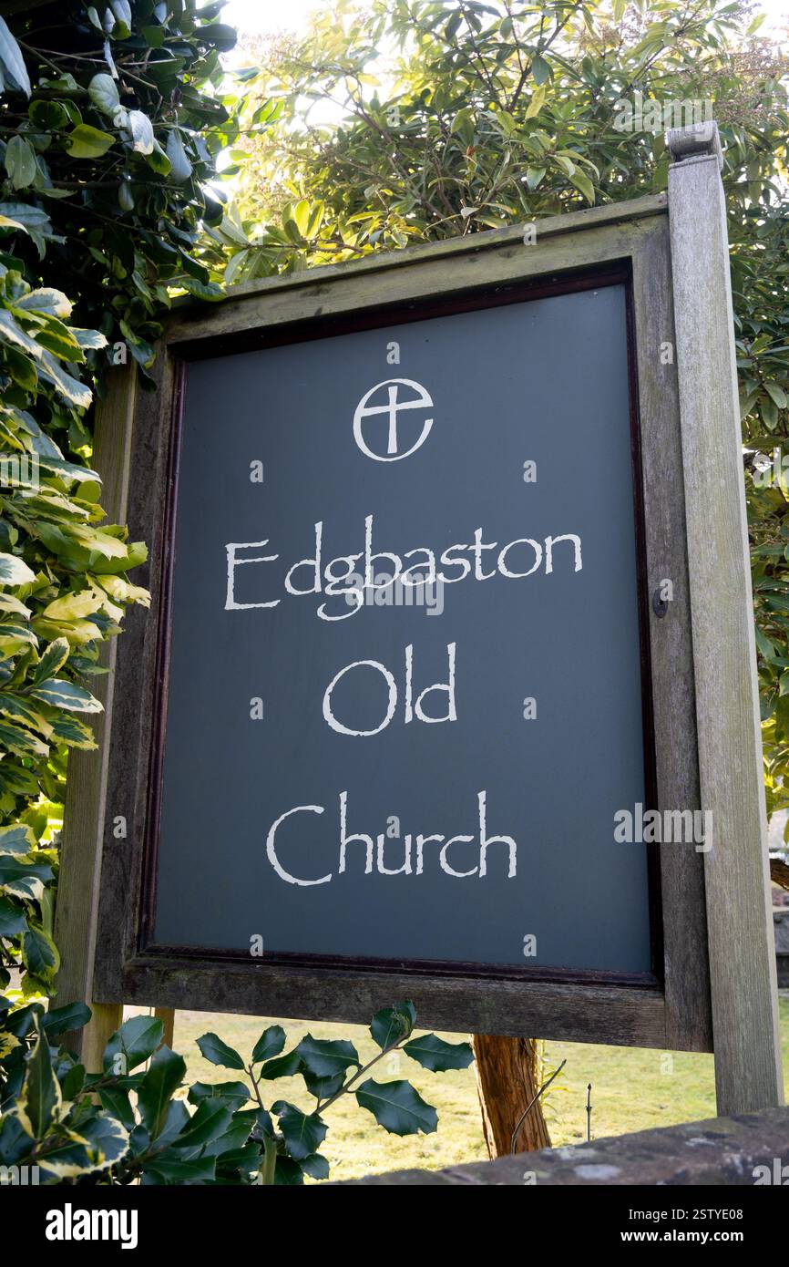 St. Bartholomew`s Church, Old Church sign, Edgbaston, Birmingham, West ...