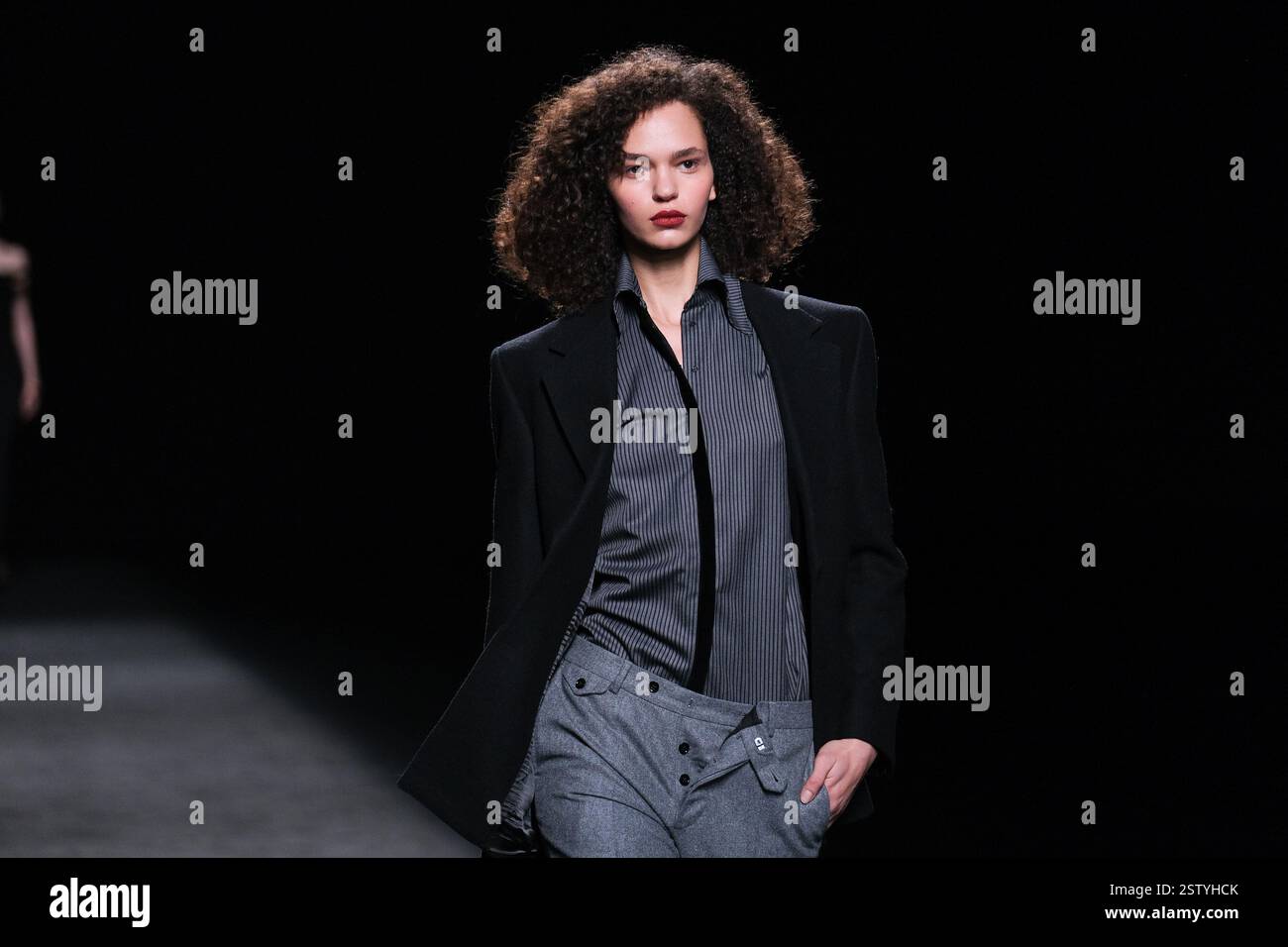 A model walks the runway wearing a design by Baro Lucas during Mercedes ...