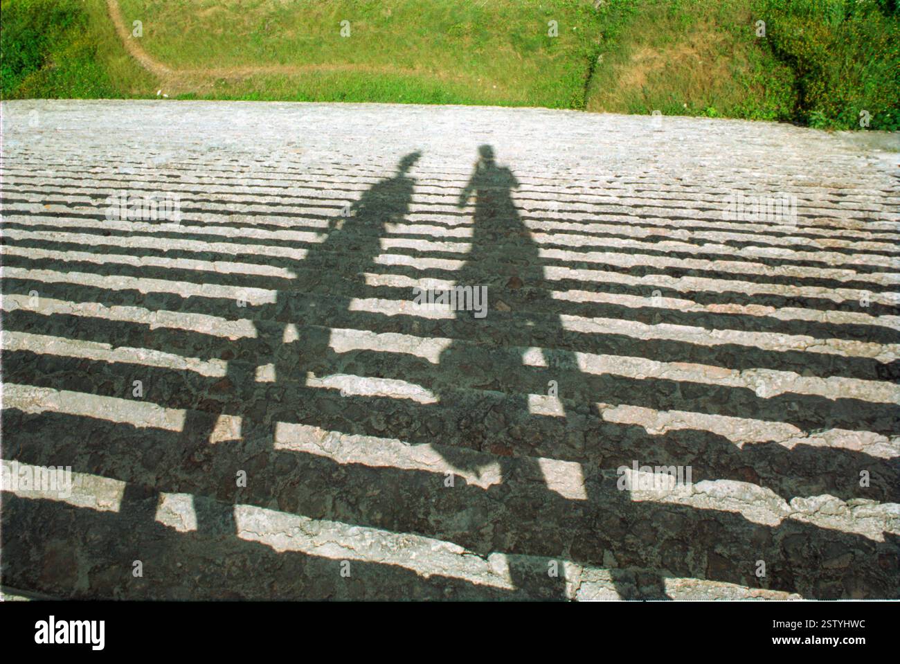 shadows on the steep steps of The Pyramid of the Magician Spanish: Piramide del adivino, Uxmal ...