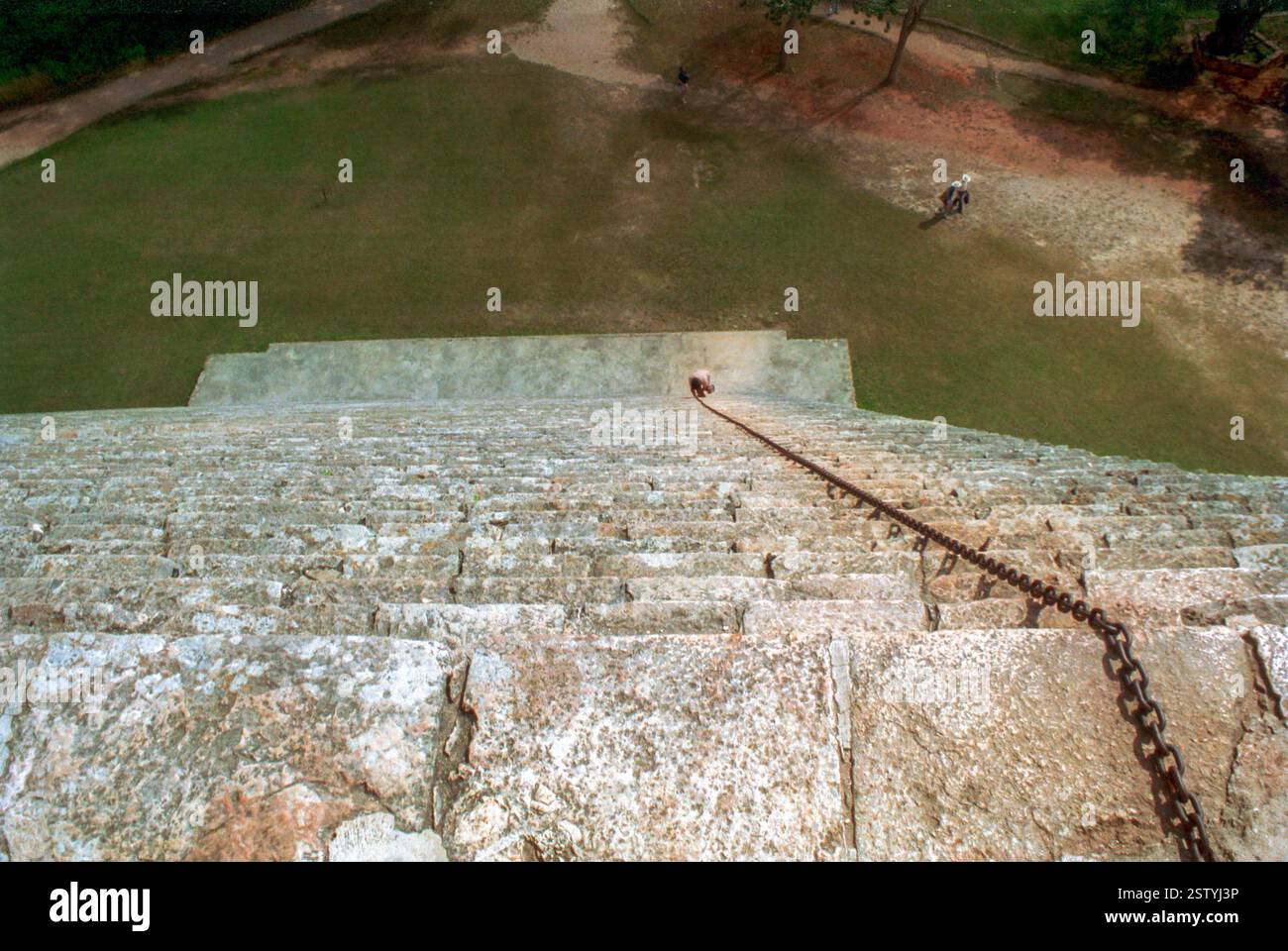 a chain serves as climbing support for the steep steps of The Pyramid ...