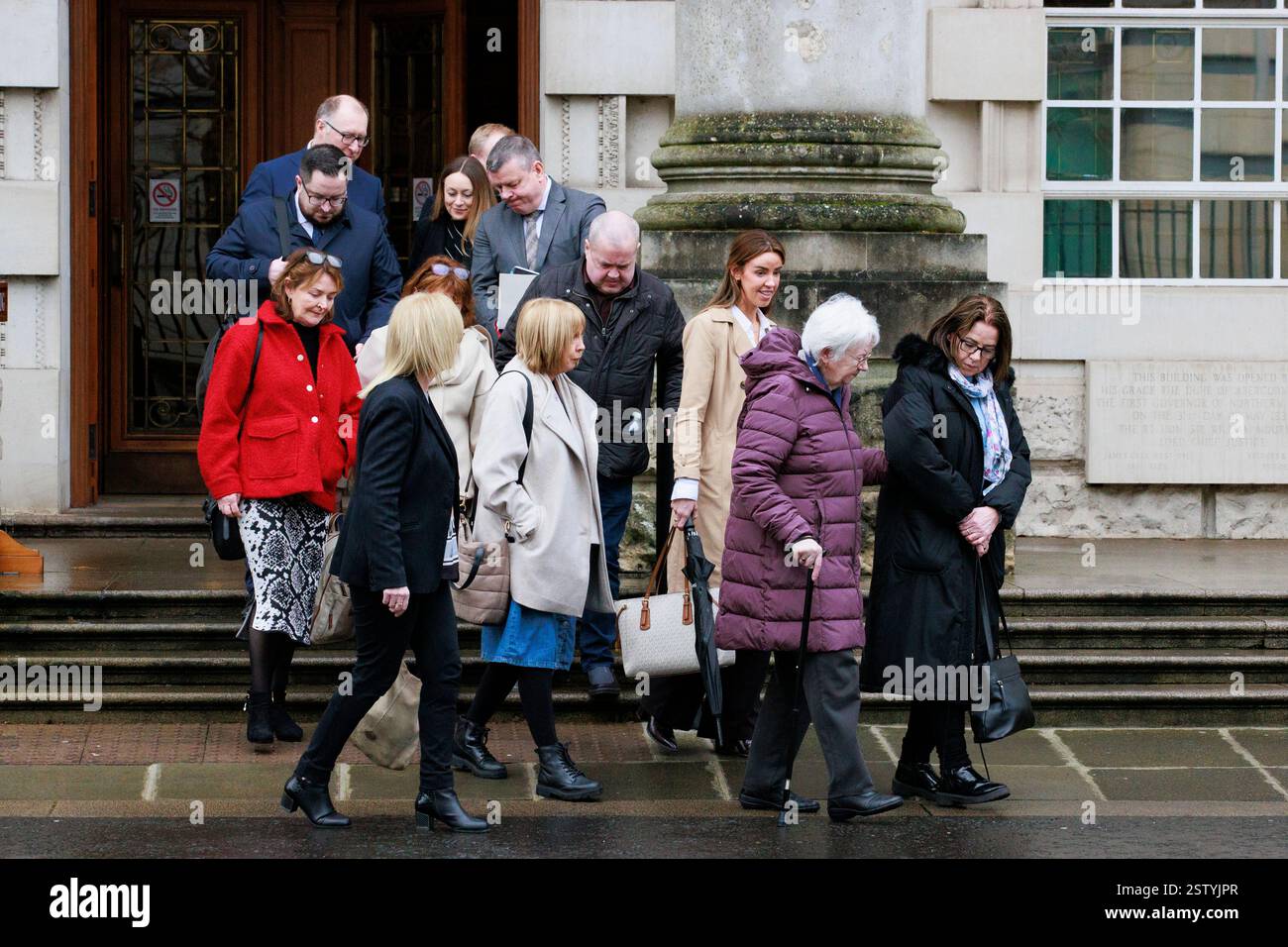 Family members of the Clonoe Four with legal representatives after a ...