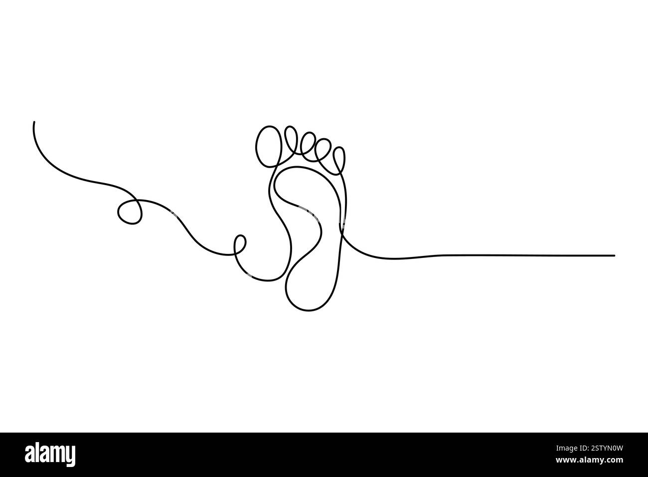 Foot sole continuous single line art and isolated outline vector design ...
