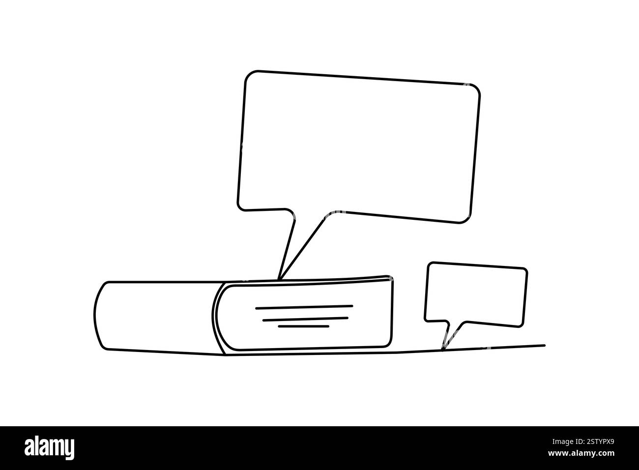 Speech bubble one line drawing of minimalist vector icon with black and ...