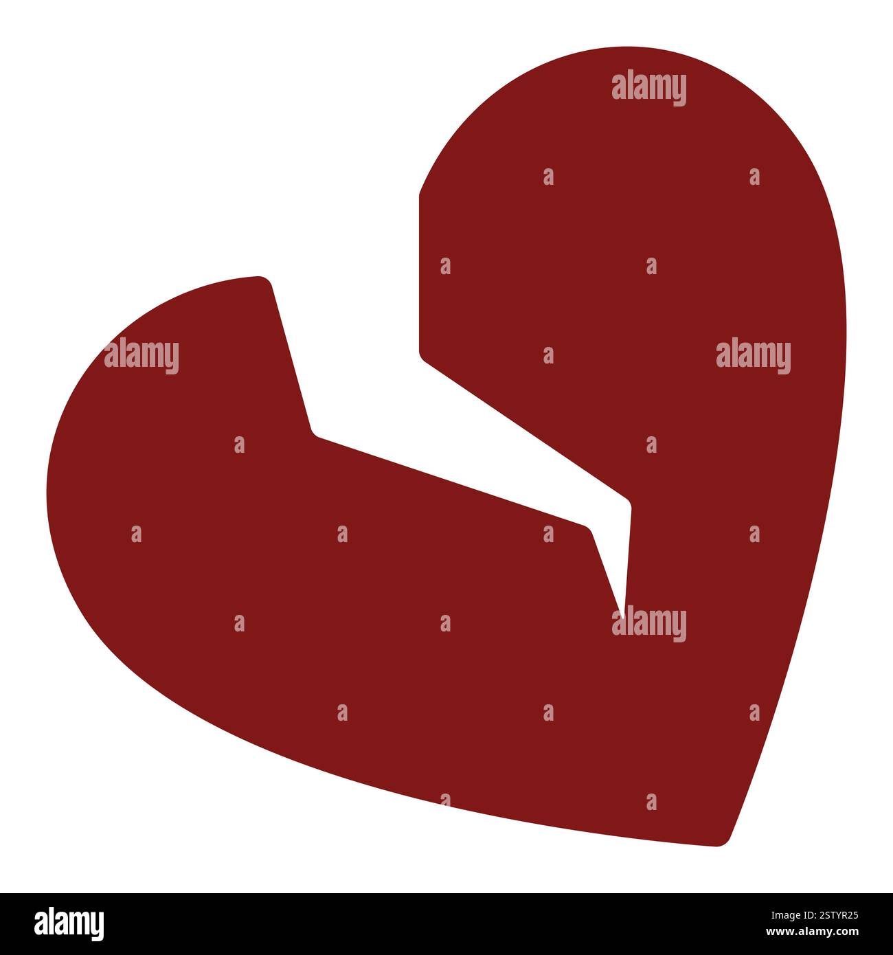 Red broken heart vector concept icon. Lost love and emotional distress ...