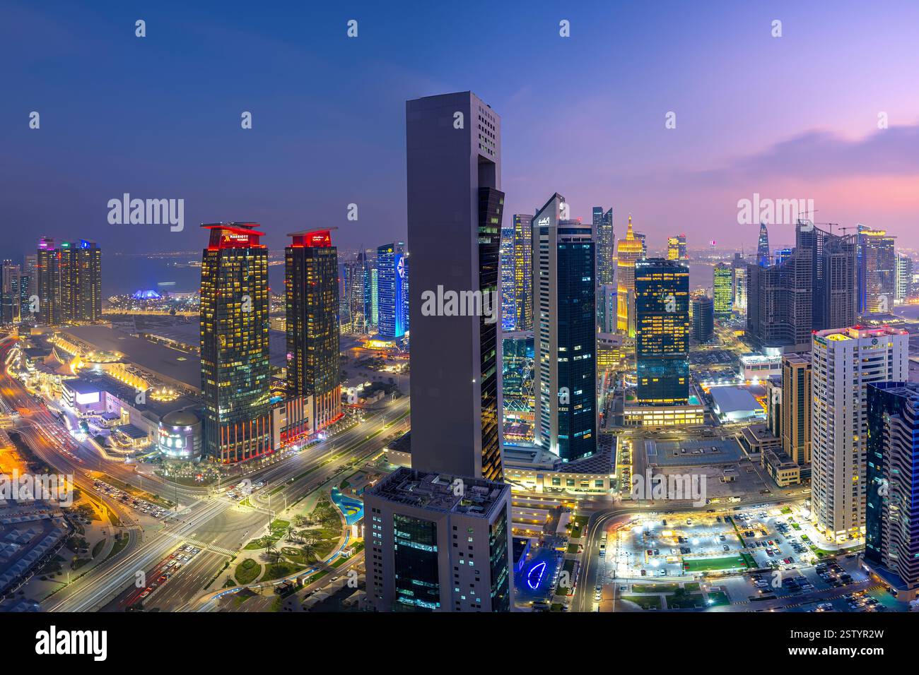 Aerial View of west bay area Doha City. Business and financial hub of ...