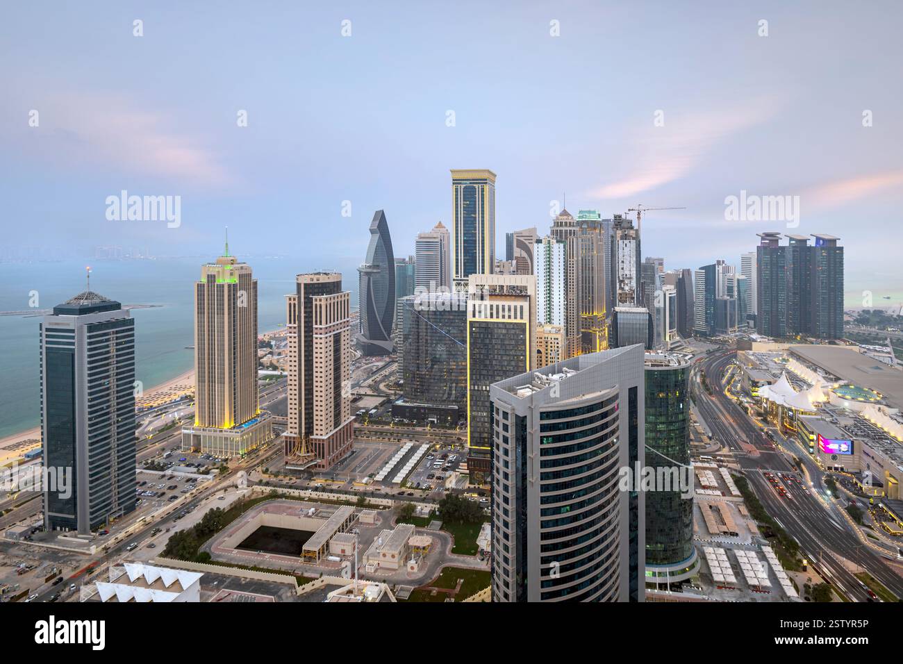 Aerial View of west bay area Doha City. Business and financial hub of ...