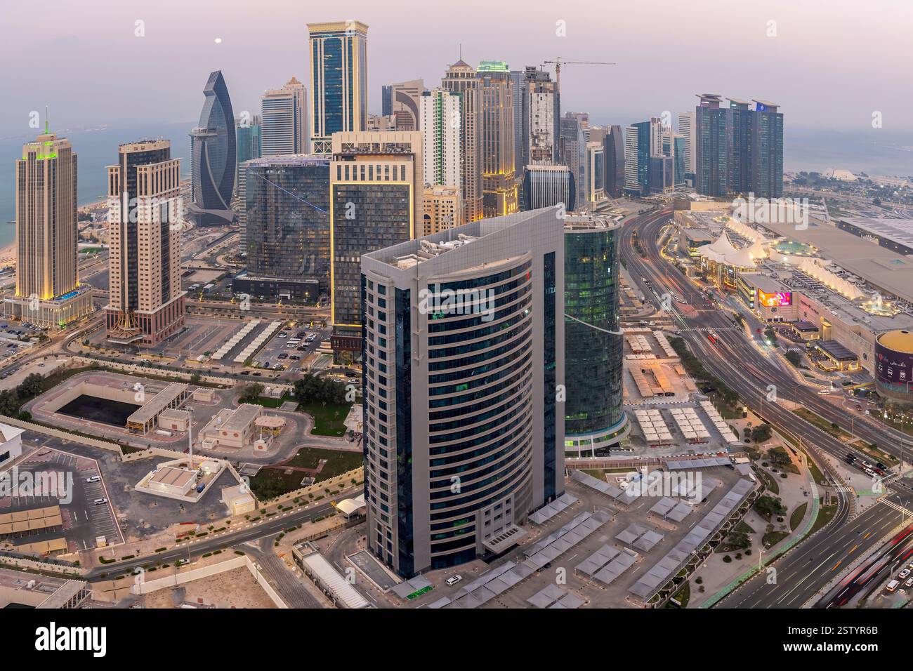 Aerial View of west bay area Doha City. Business and financial hub of ...
