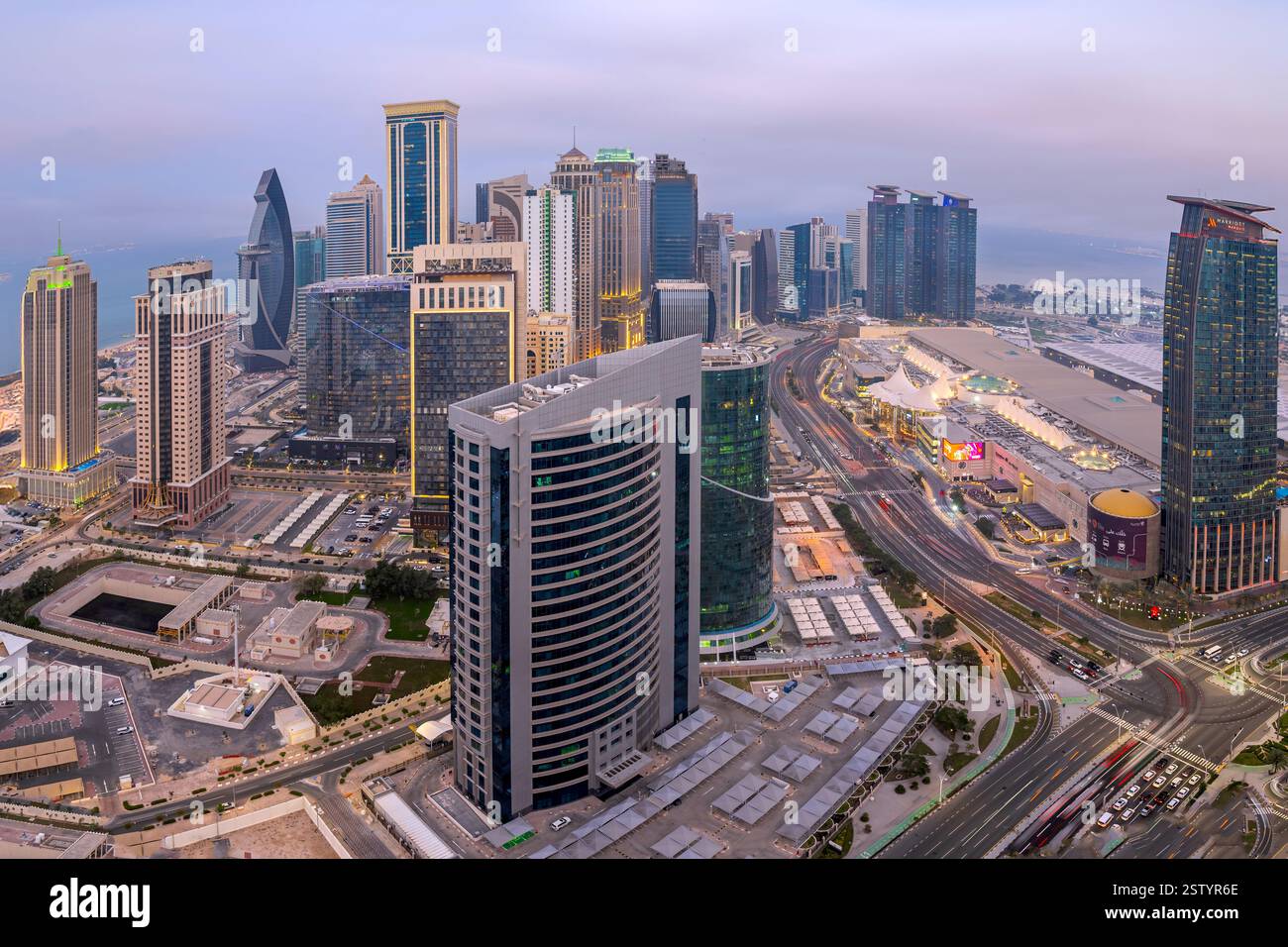 Aerial View of west bay area Doha City. Business and financial hub of ...